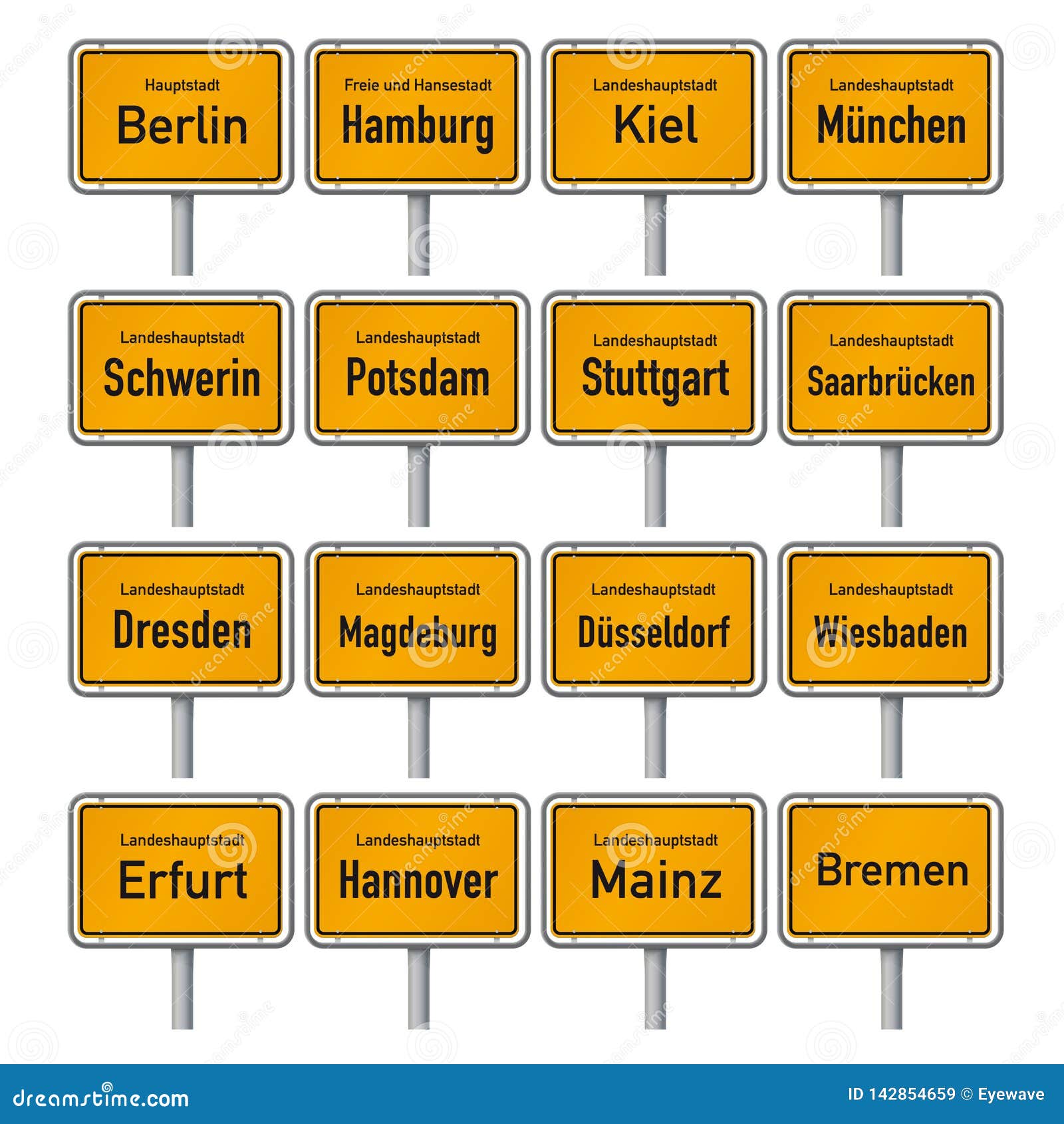 City Limit Signs of the German State Capitals Stock Vector ...