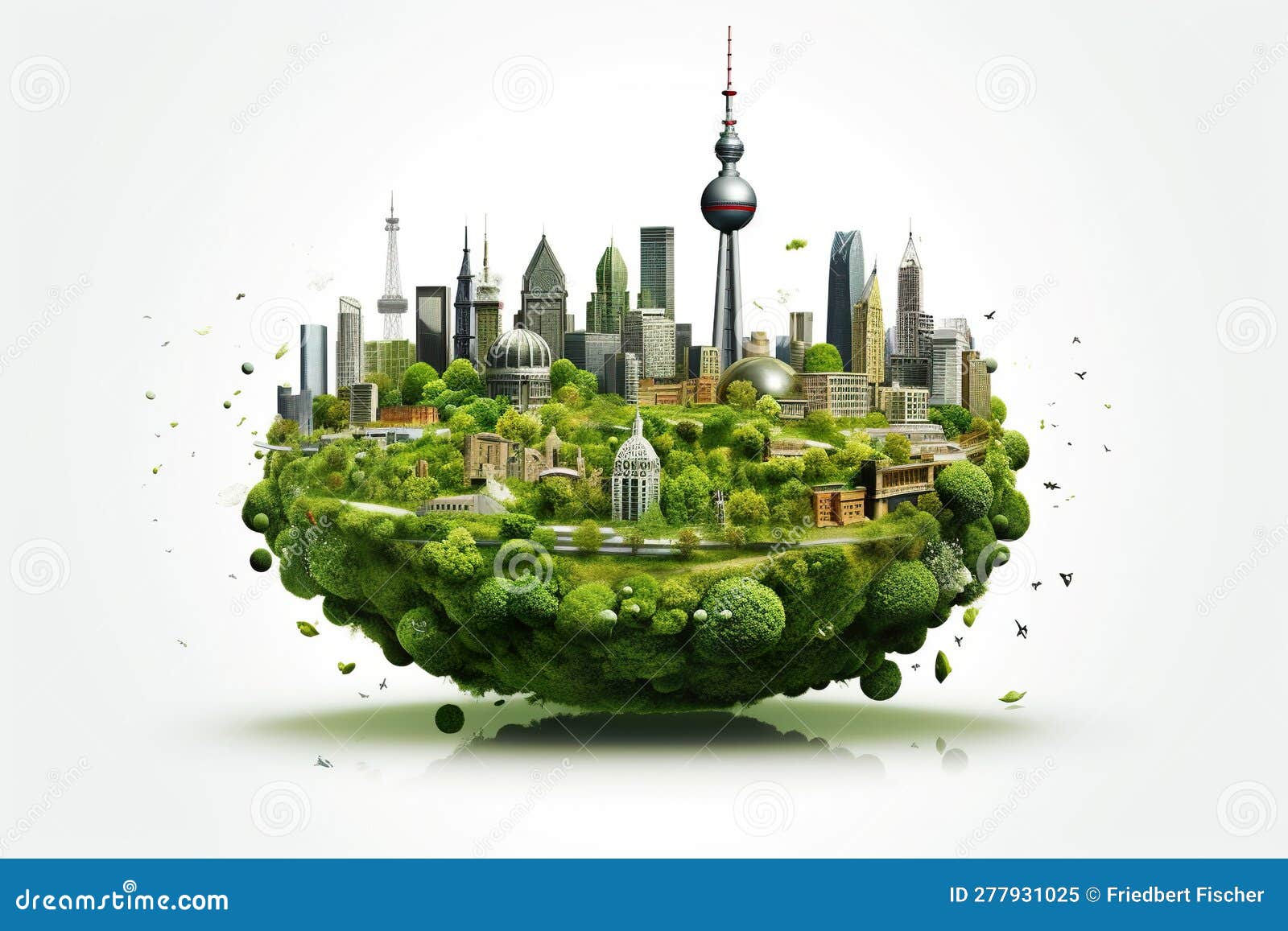 A City with a Lot of Trees on Top of it. AI Generative Image. Stock ...