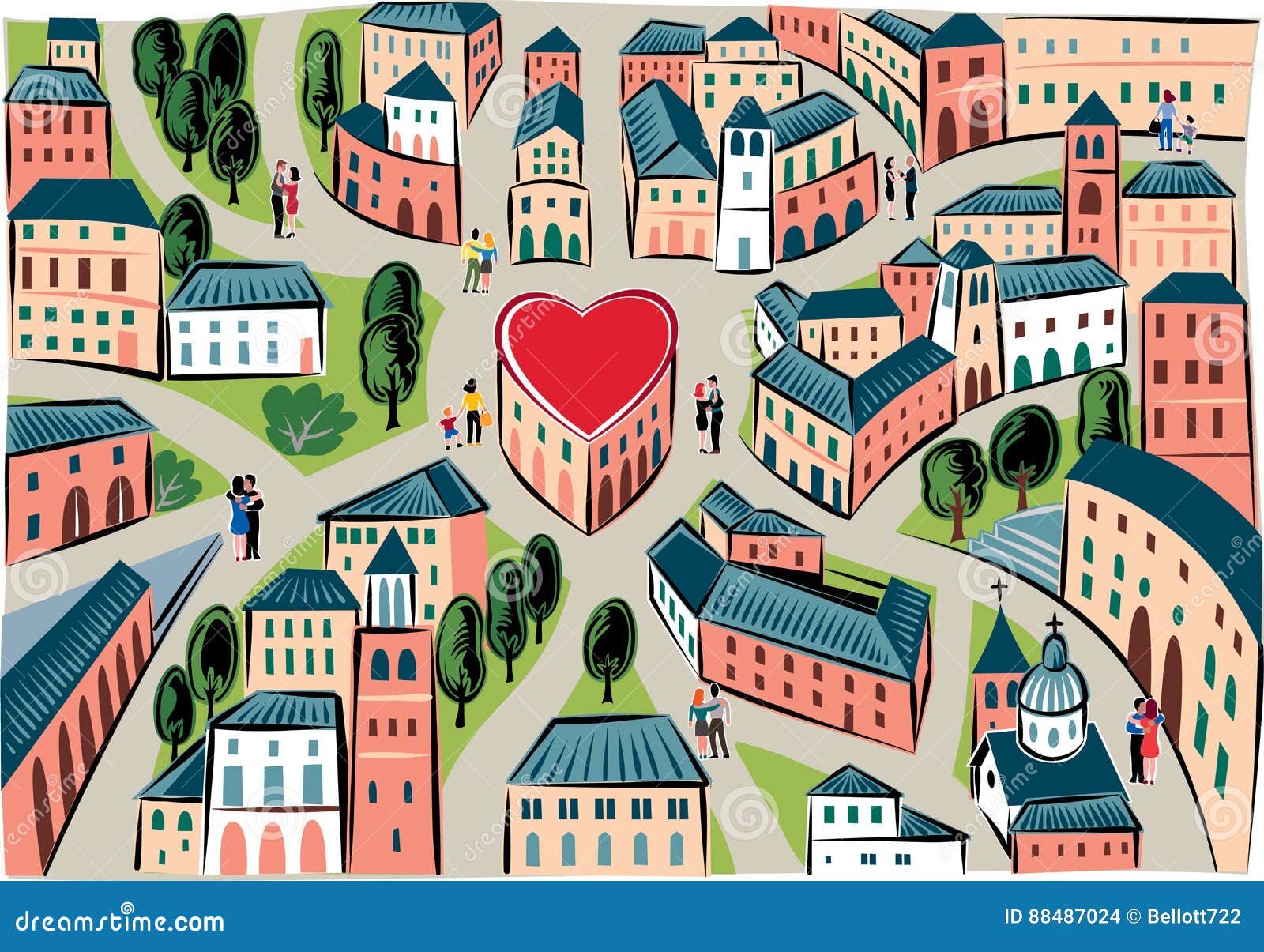 The city of love stock illustration. Illustration of roads - 88487024