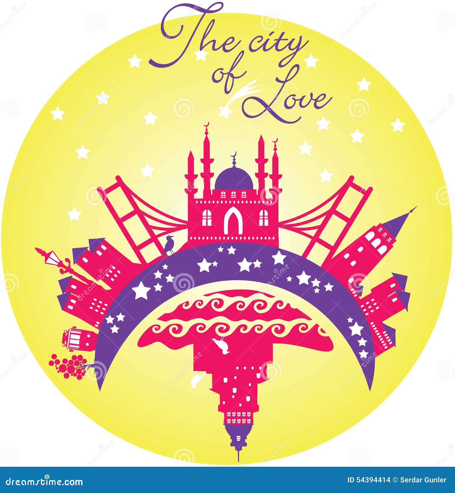 The city of love design stock vector. Illustration of taksim - 54394414