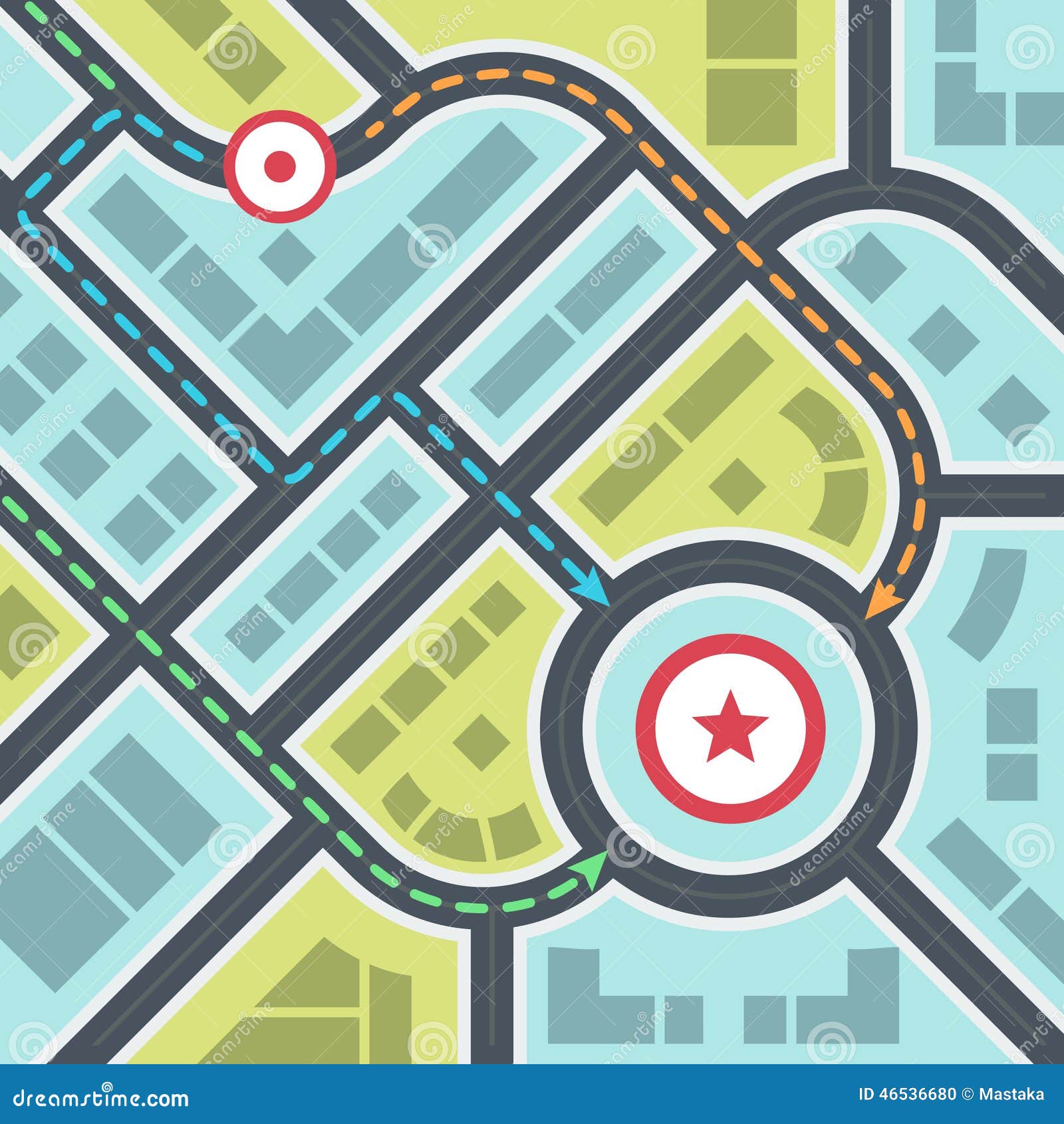 City Map stock vector. Illustration of icon, route, pointer - 46536680