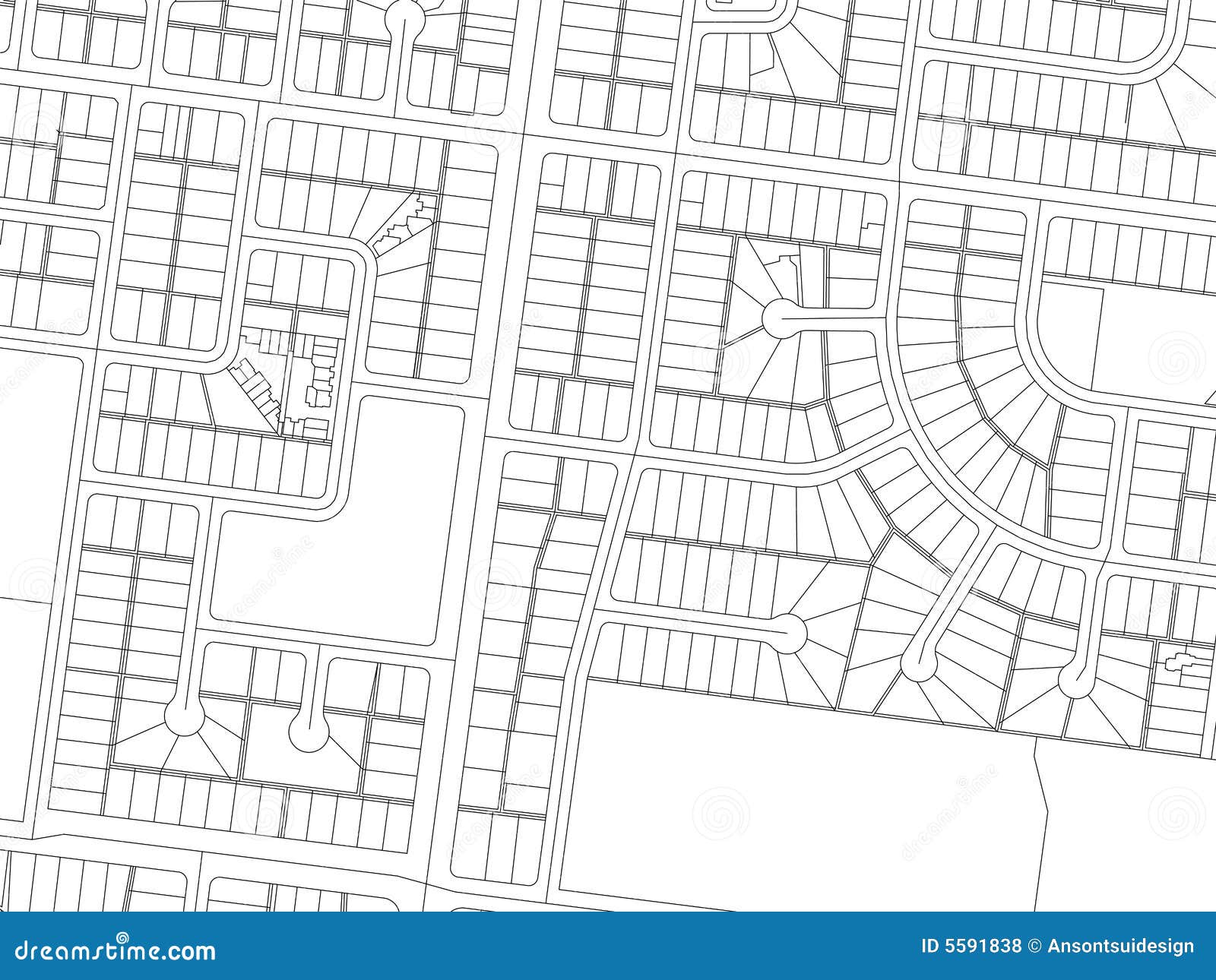 City Map AutoCAD Drawing Black and White Stock Photo - Image of block ...