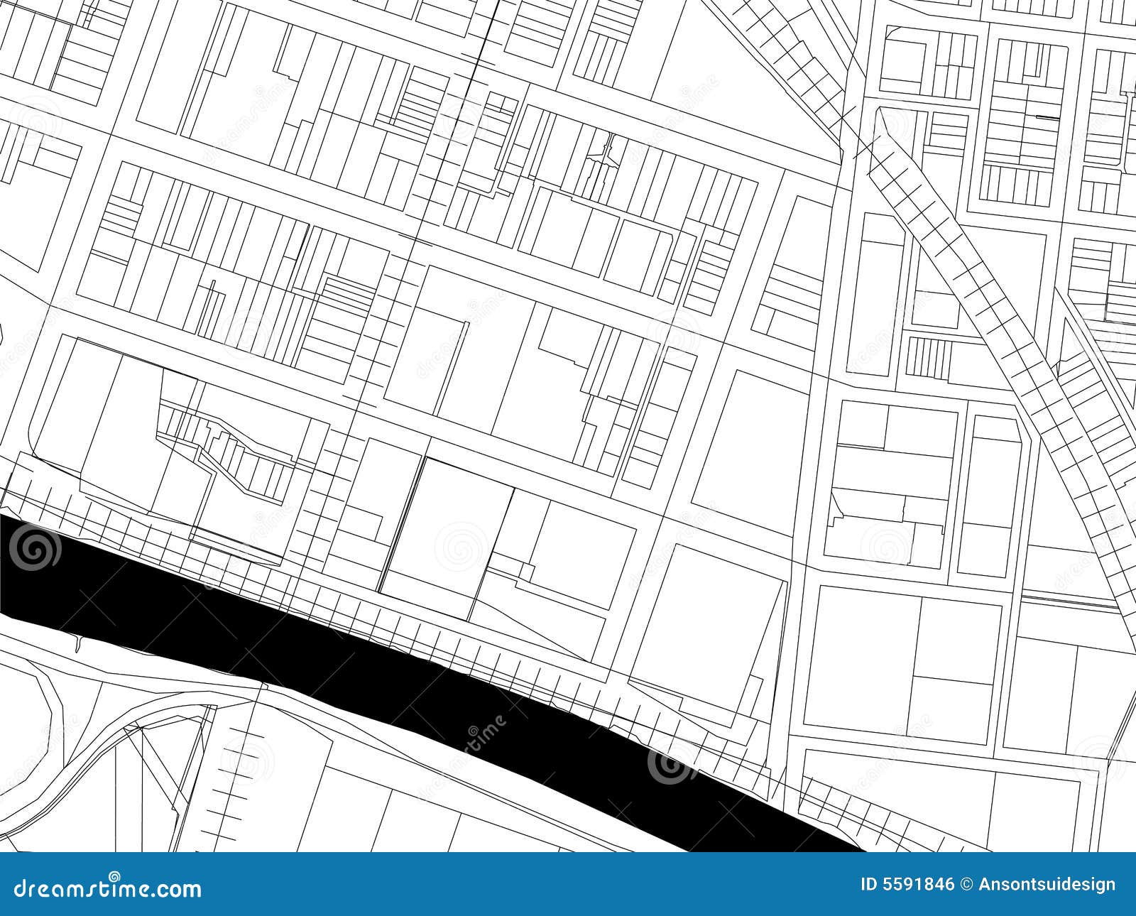 City Map AutoCAD Drawing Black And White Stock Photo - Image of block ...