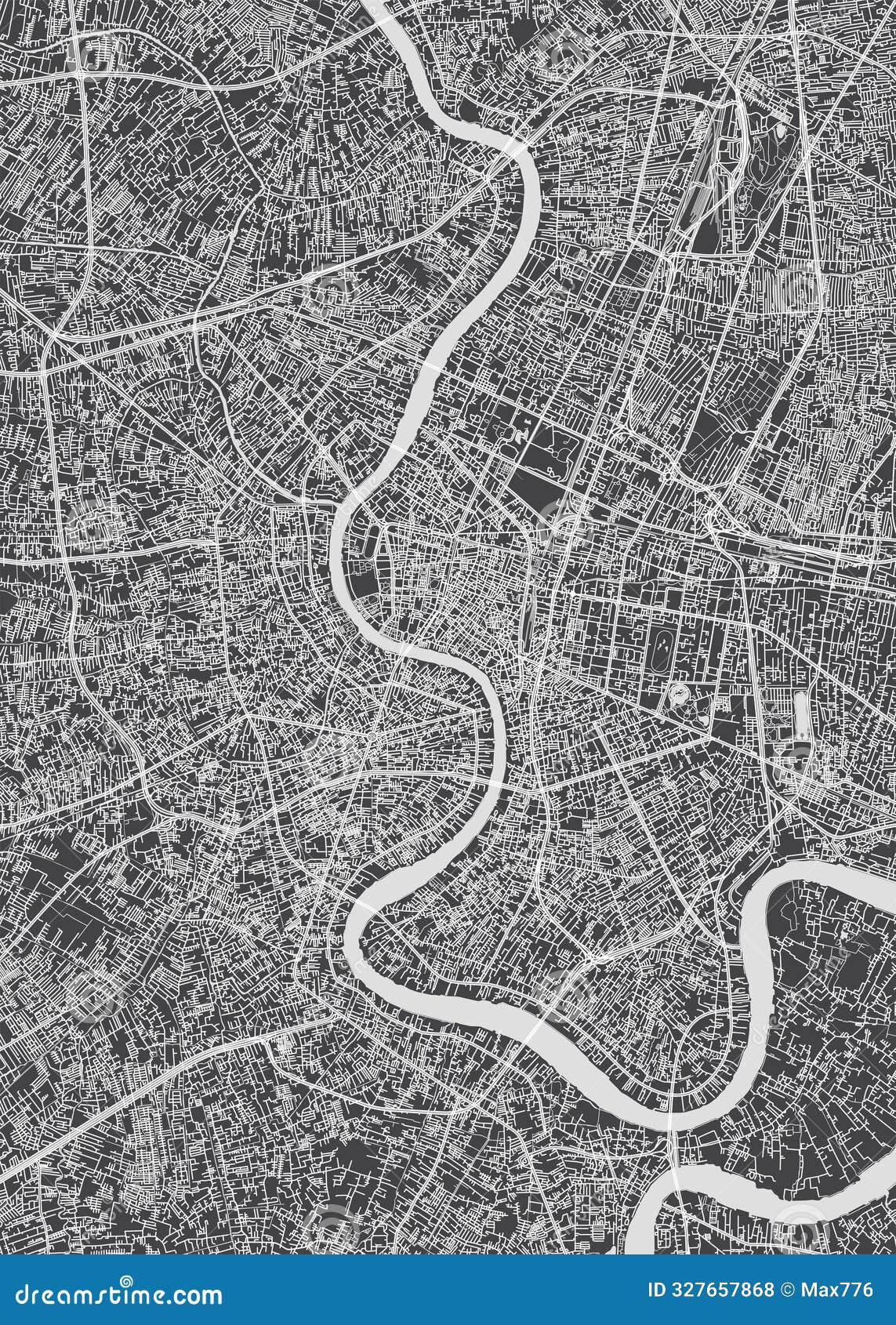 City Map Bangkok, Monochrome Detailed Plan, Vector Illustration Stock ...