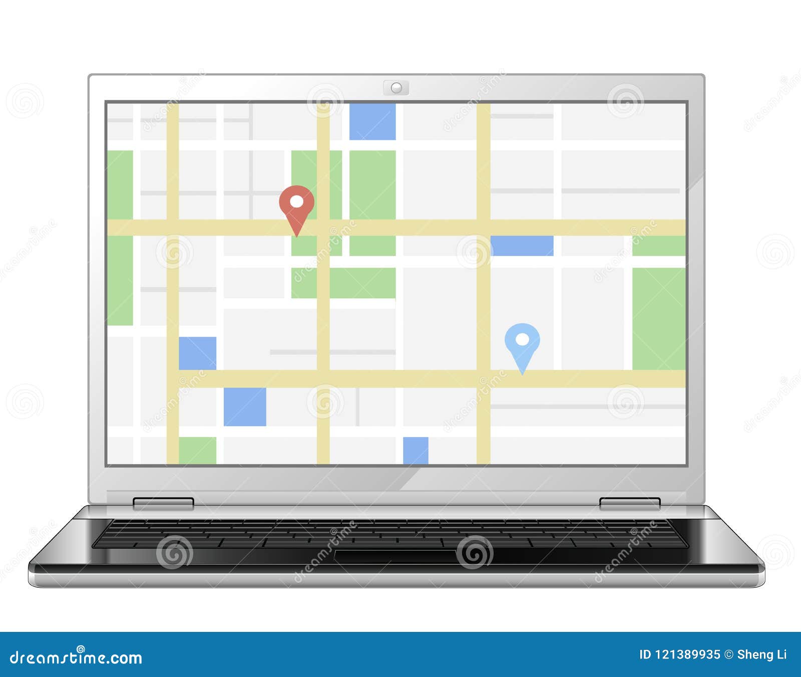 City Map on the Computer Screen Stock Vector - Illustration of highway ...