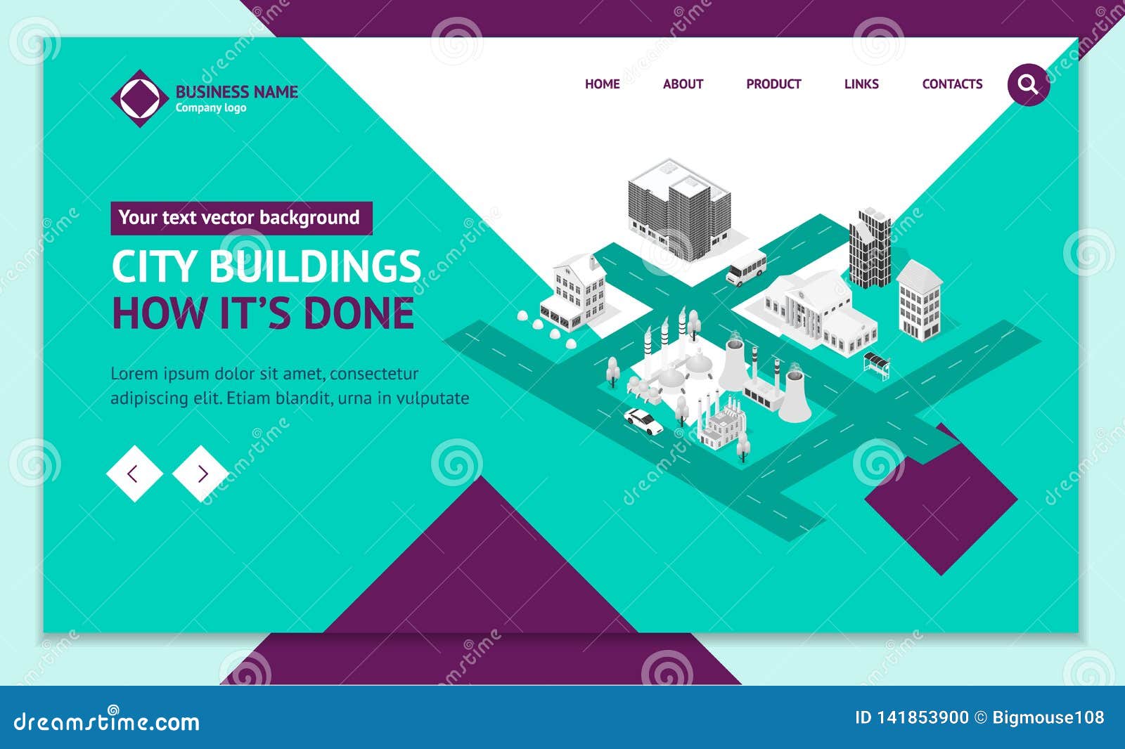 City Map Concept Landing Web Page Template 3d Isometric View. Vector ...