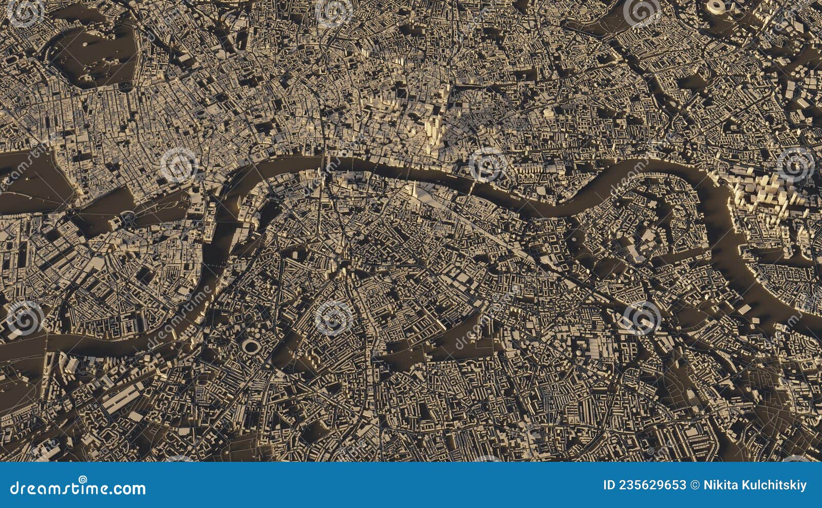 City Map. 3d Map of. City from Above 3d Illustration. Vertical Poster ...