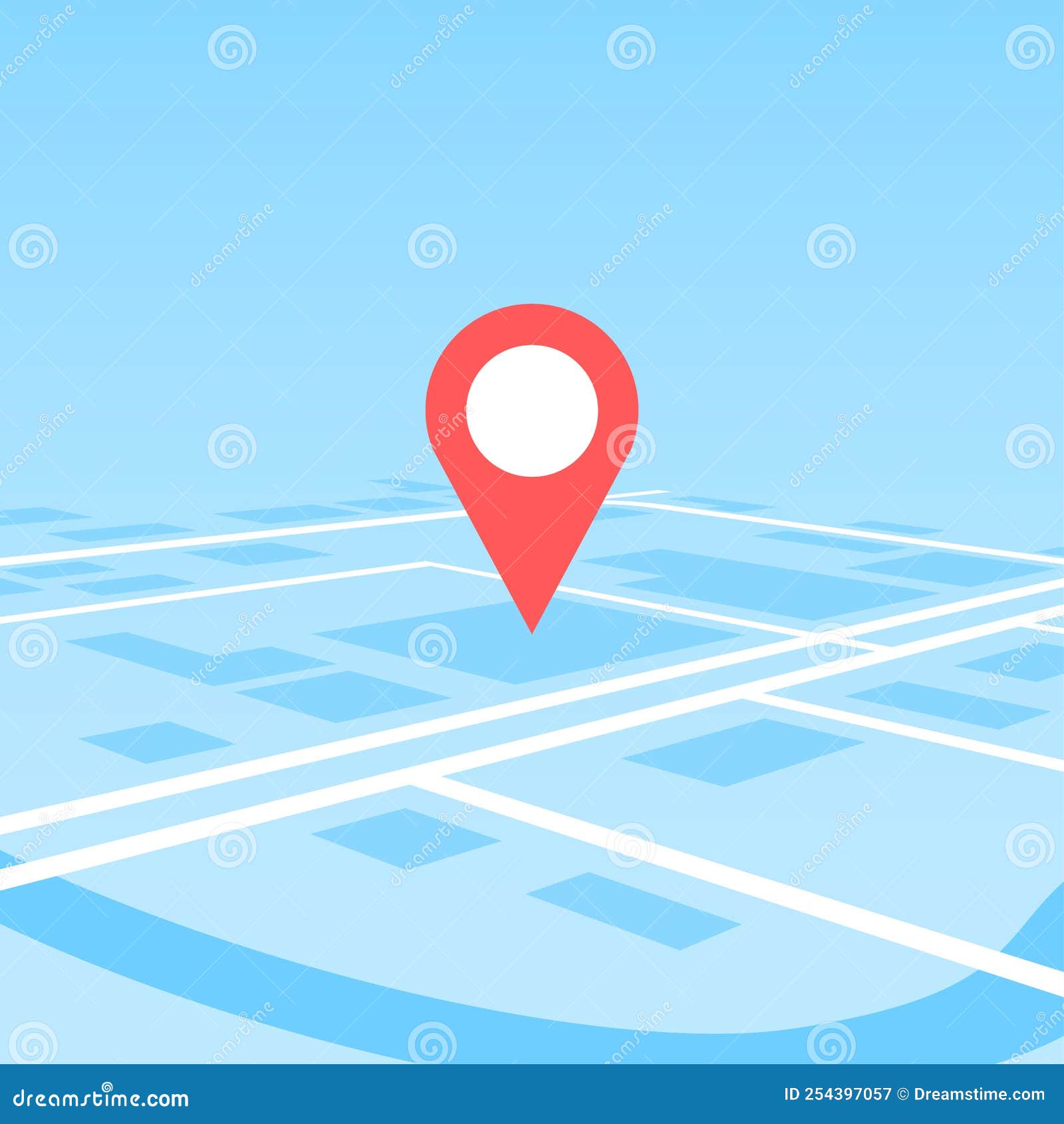 City Map with Destination. Side View. Stock Vector - Illustration of ...