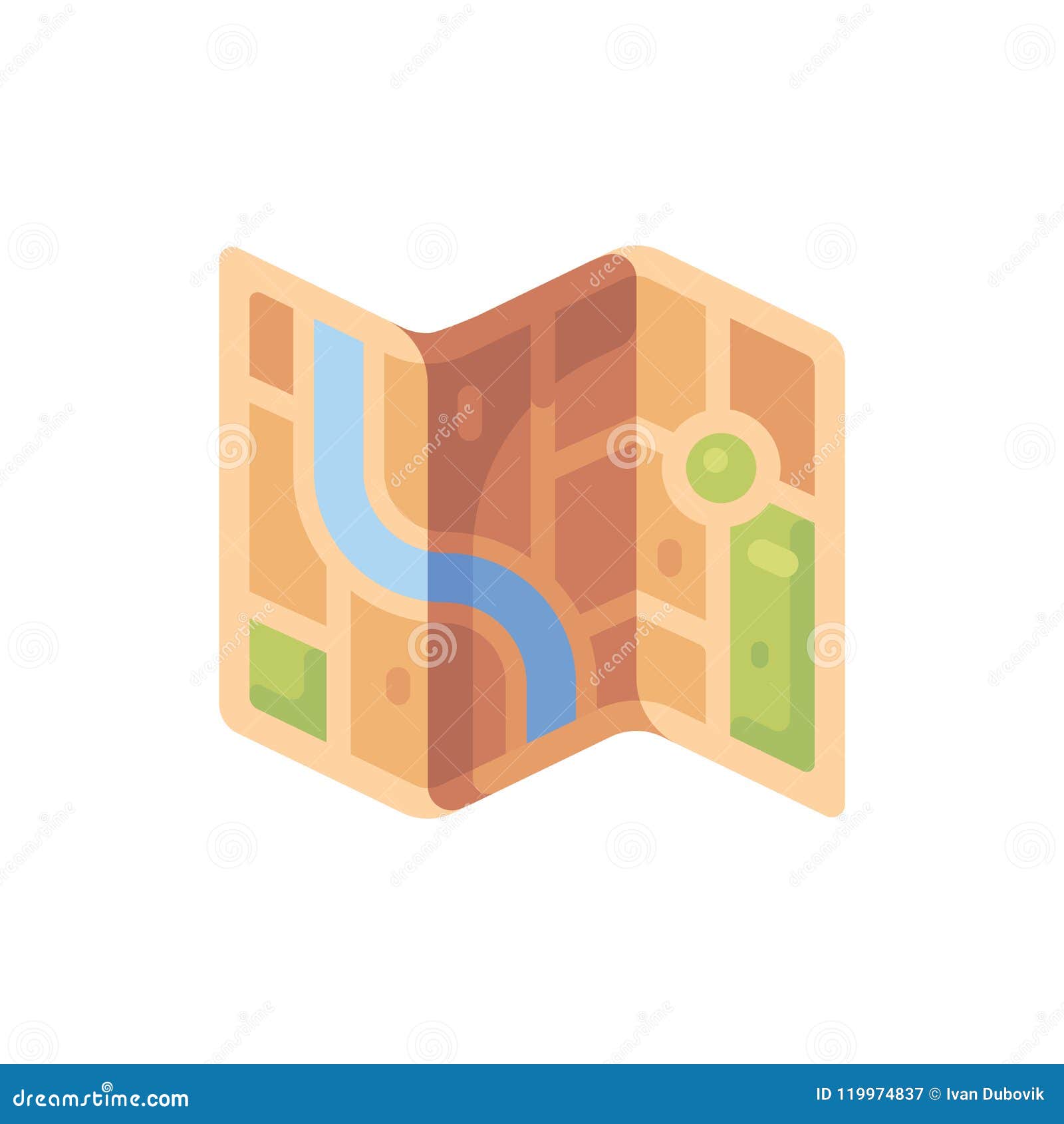 City Map Flat Illustration. Travel Guide Map Flat Icon Stock Vector ...