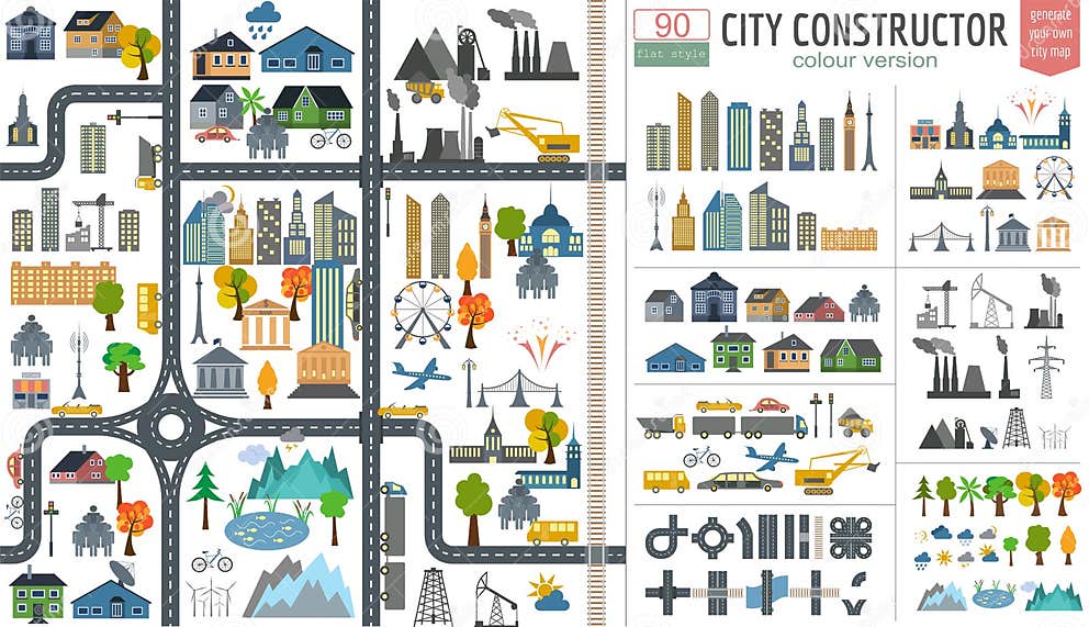 City Map Generator. City Map Example Stock Vector - Illustration of ...