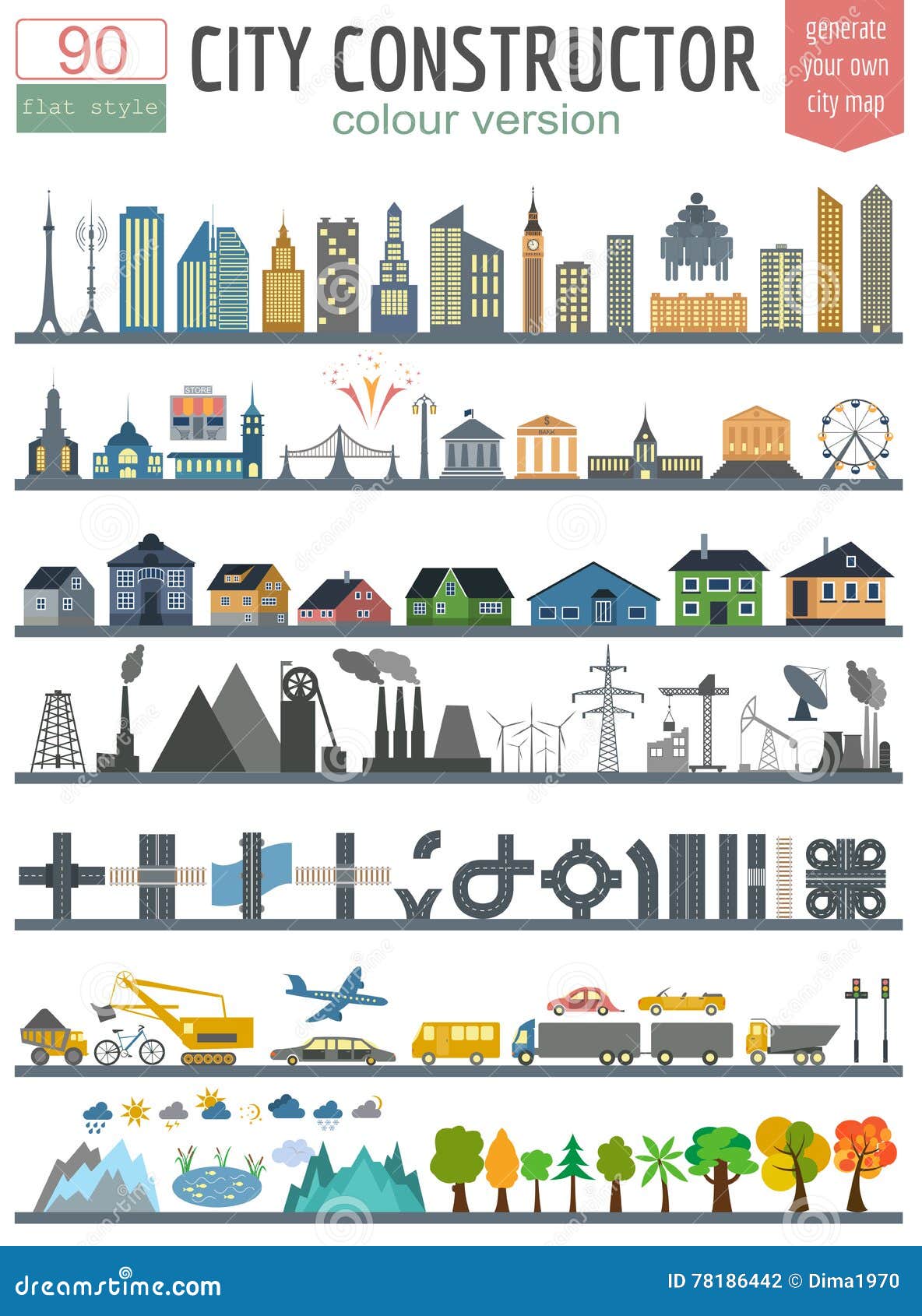 City Map Generator. Elements for Creating Your Perfect City Stock ...