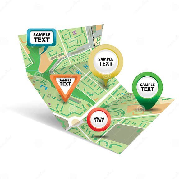 City map with Icons 3 stock vector. Illustration of element - 32463026