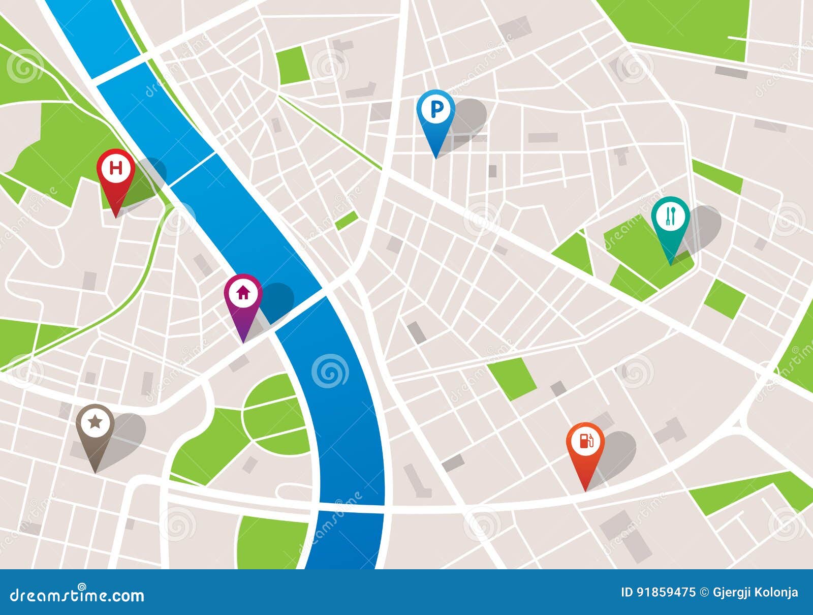 City map stock illustration. Illustration of navigational - 91859475