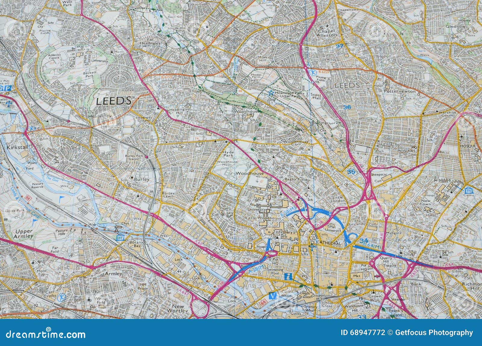 City map of Leeds stock photo. Image of drawing, design - 68947772