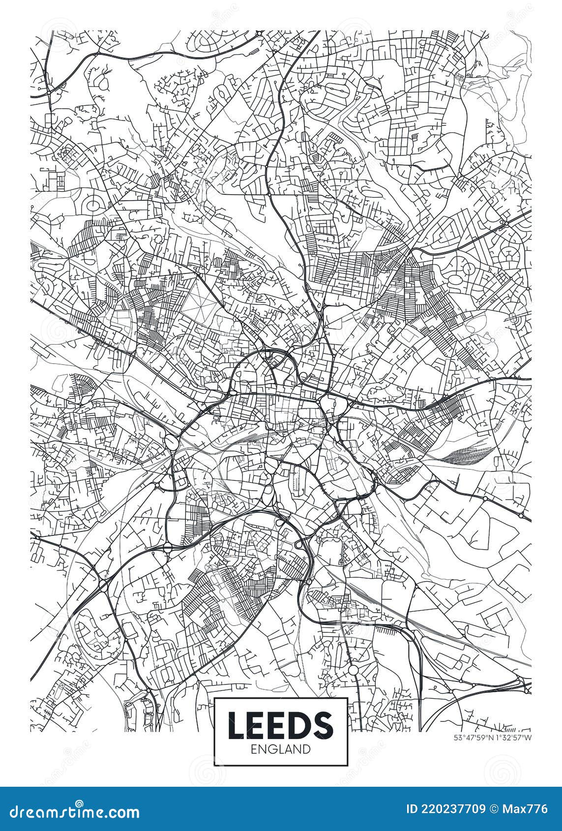 City Map Leeds, Travel Vector Poster Design Stock Vector - Illustration ...