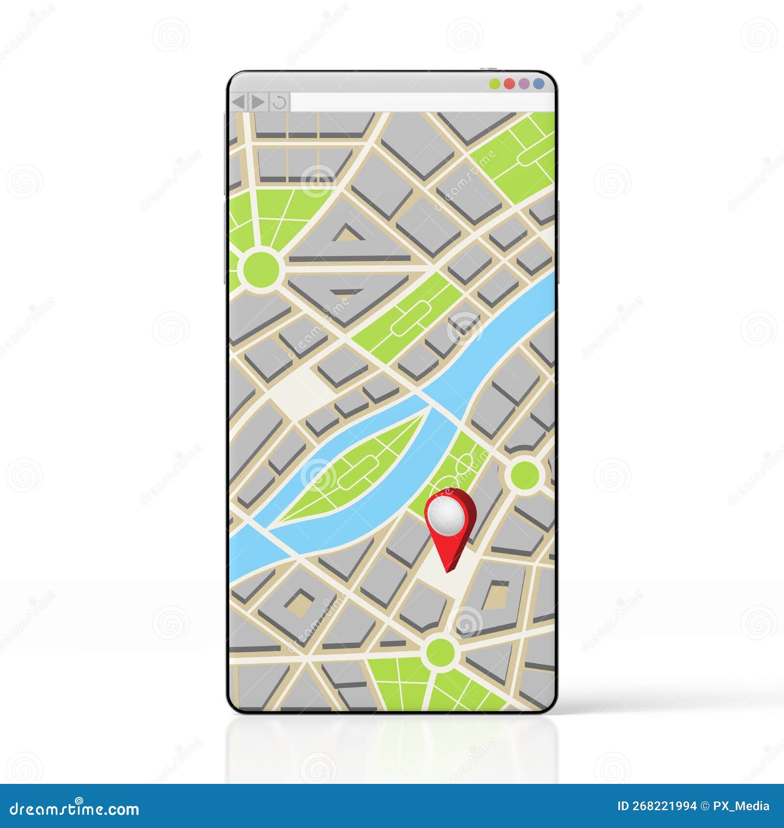 City Map with Location Pin on a Smartphone Stock Illustration ...