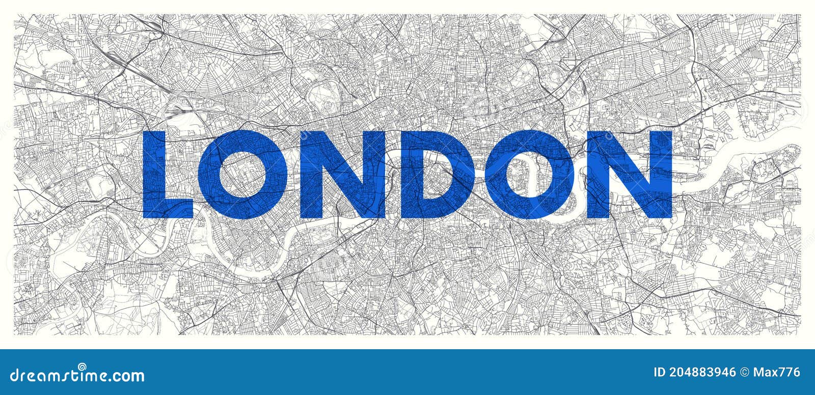 City Map London, Detailed Road Plan Widescreen Vector Poster Stock ...