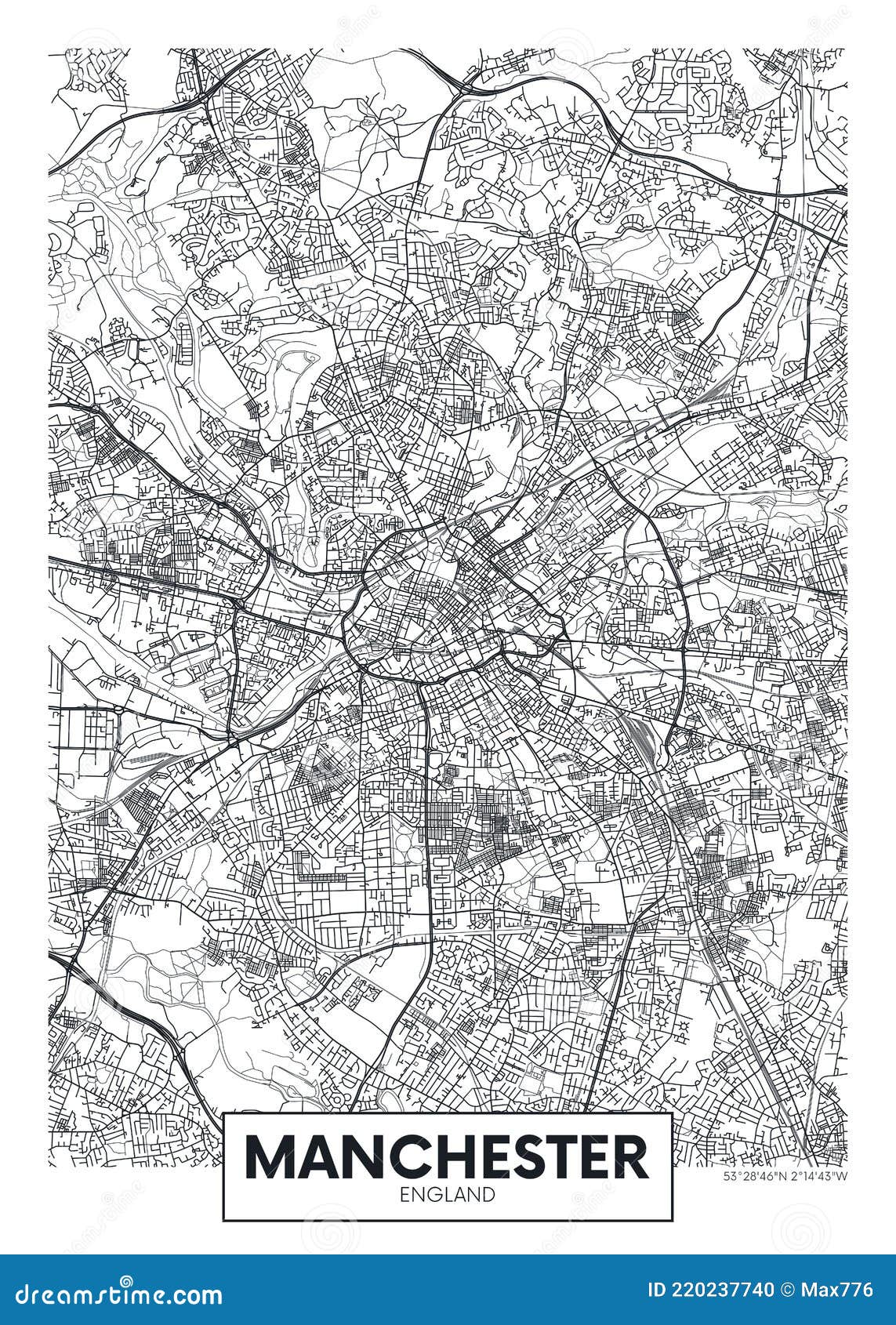 City Map Manchester, Travel Vector Poster Design Stock Vector ...