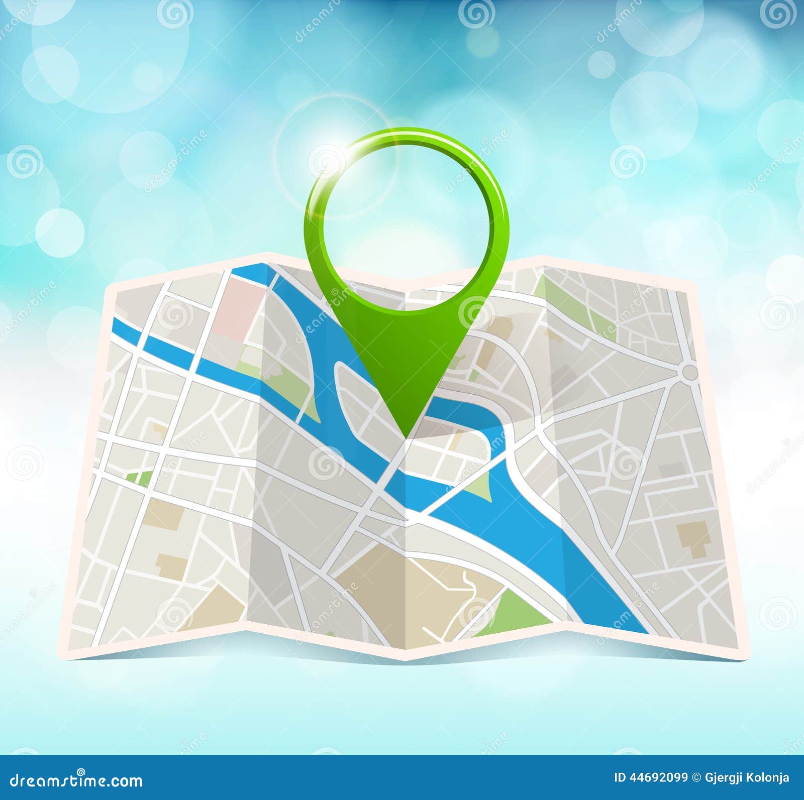 City Map with Marker stock vector. Illustration of district - 44692099