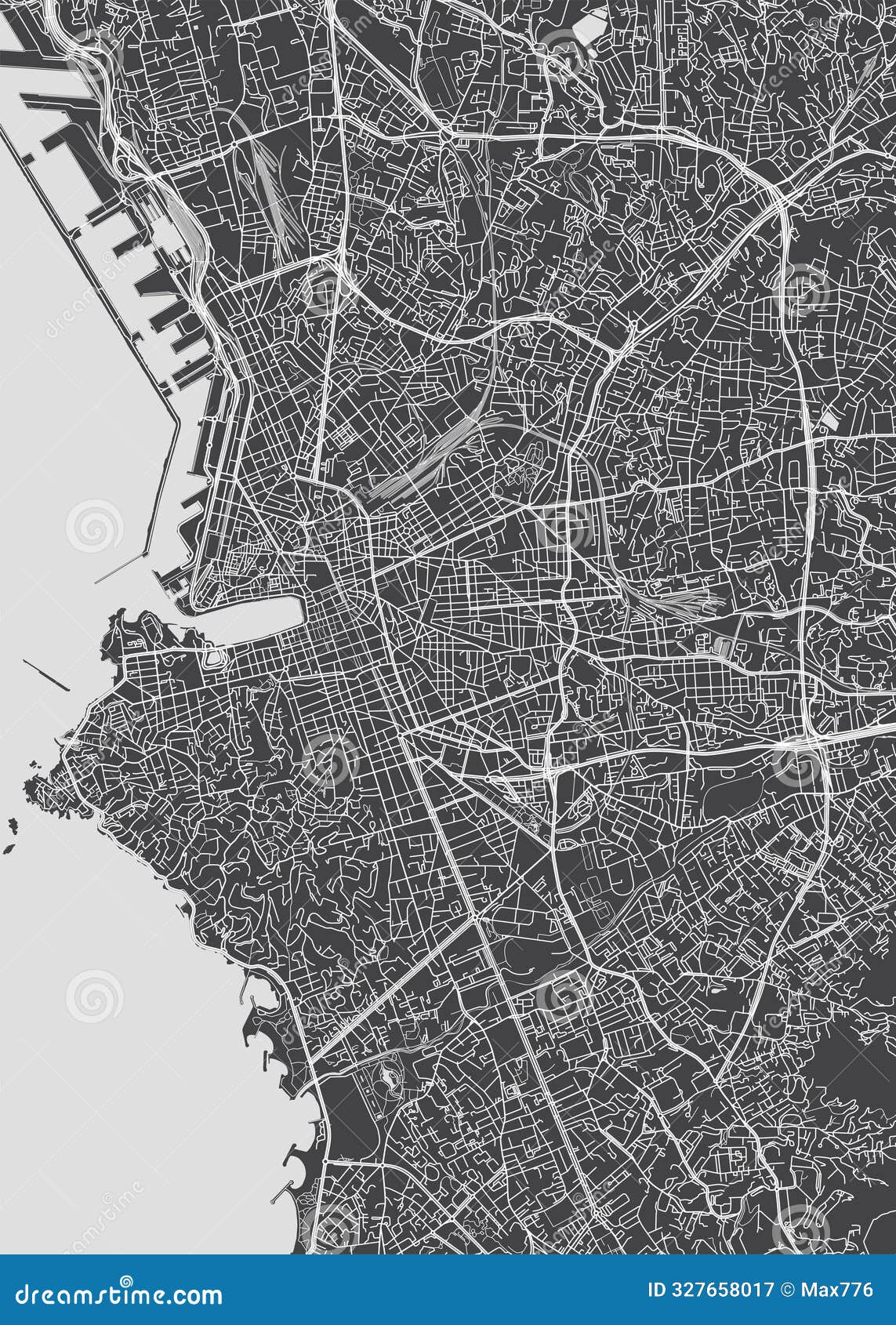 Marseille Map, Detailed Atlas Poster With Roads, Landmarks Plan. Vector ...