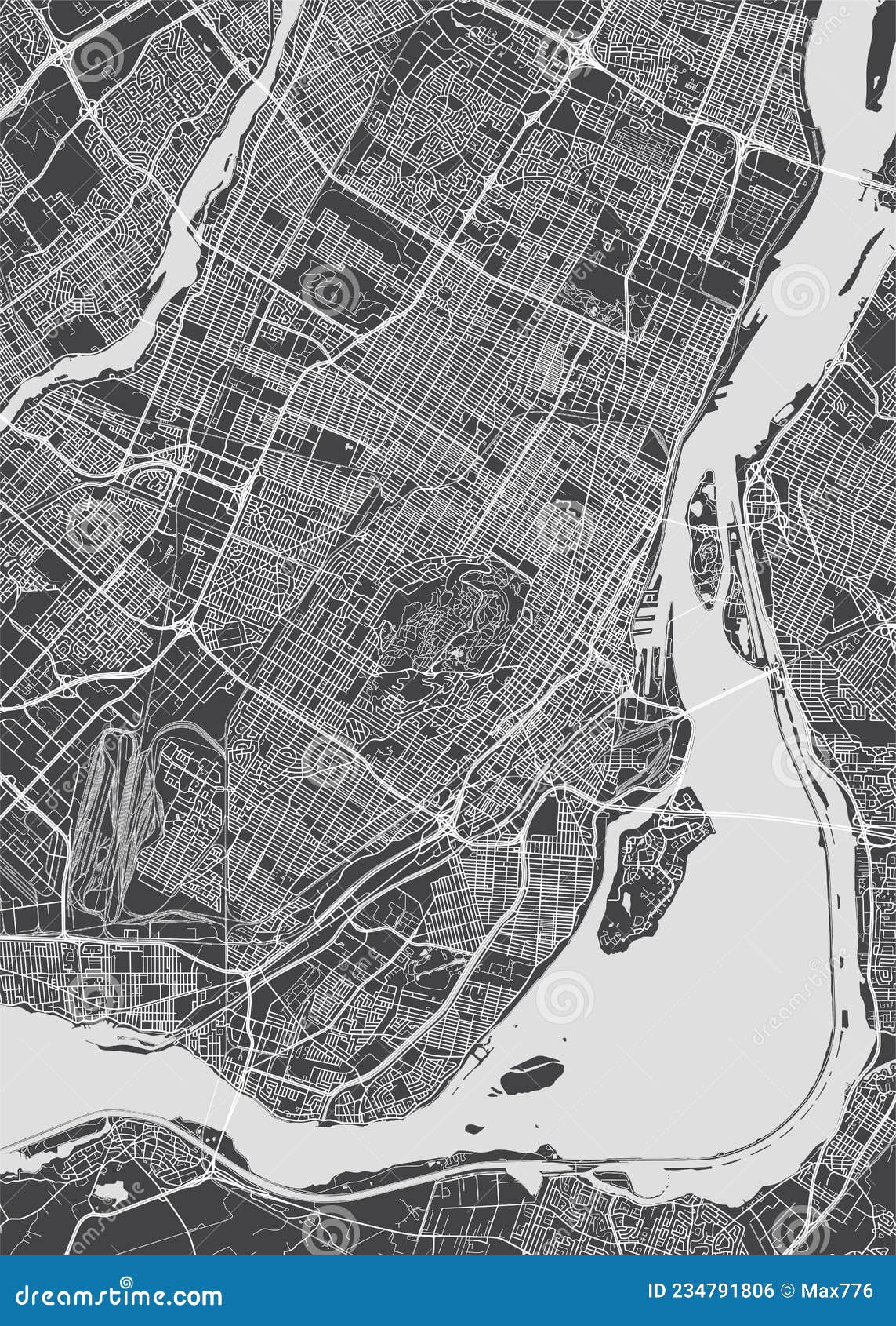 Laval Map. Detailed Black Map Of Laval City Poster With Streets ...