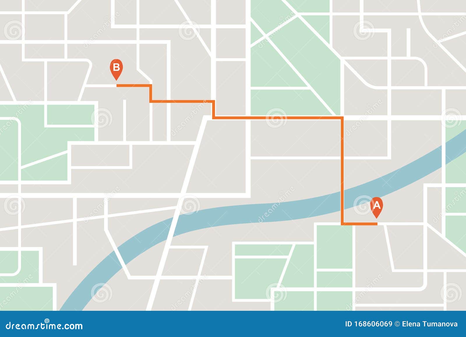 City Map Navigation Route. Finding the Way Concept Stock Vector ...