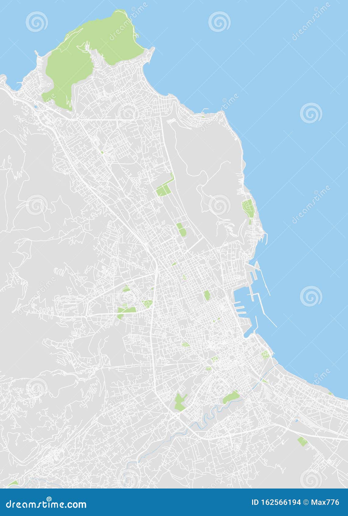 Palermo Map. Detailed Map Of Palermo City Poster With Streets, Water ...