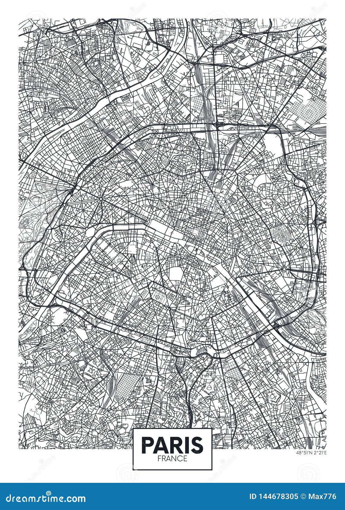 City Map Paris, Travel Vector Poster Design Stock Vector - Illustration ...