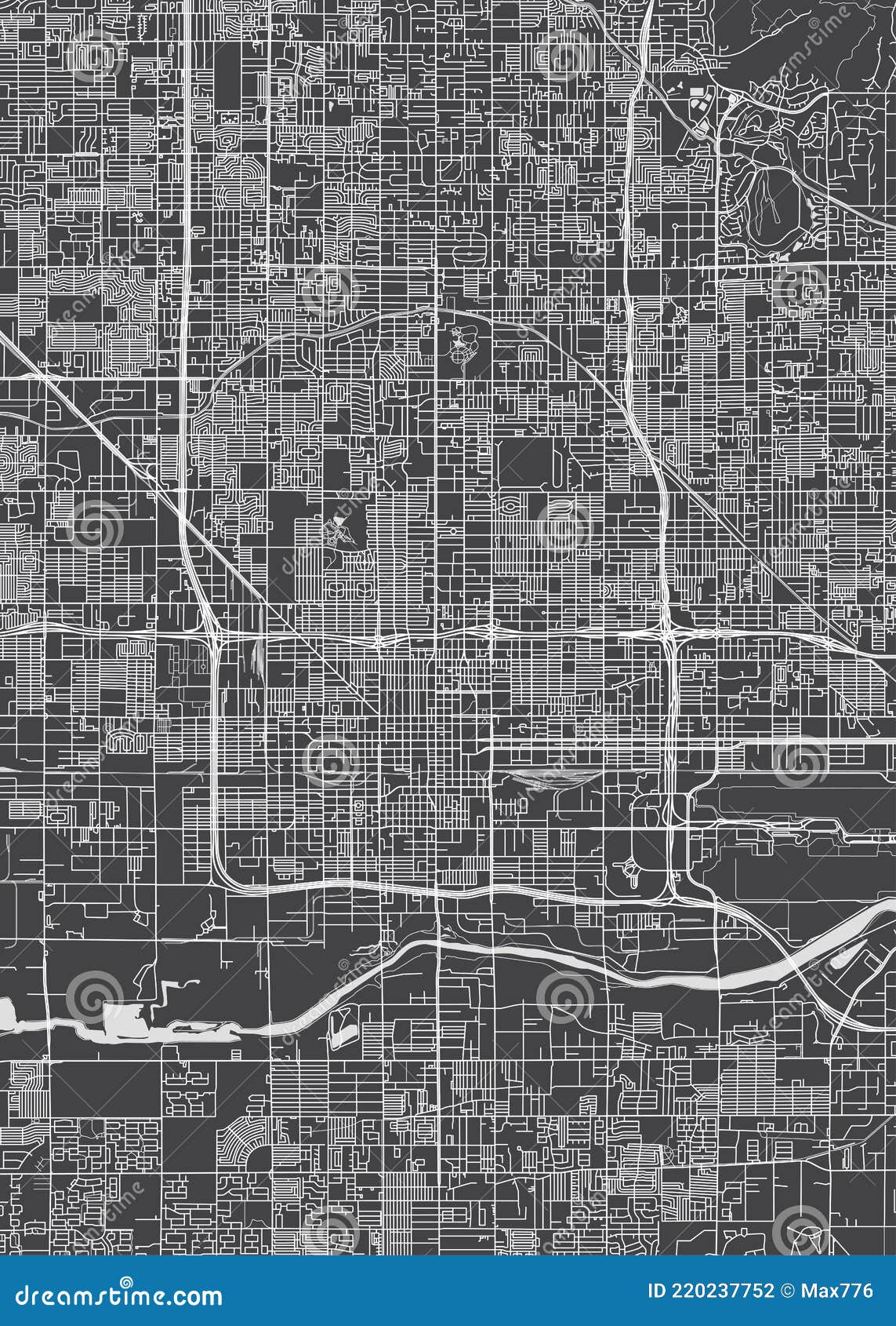 City Map Phoenix, Monochrome Detailed Plan, Vector Illustration Stock ...