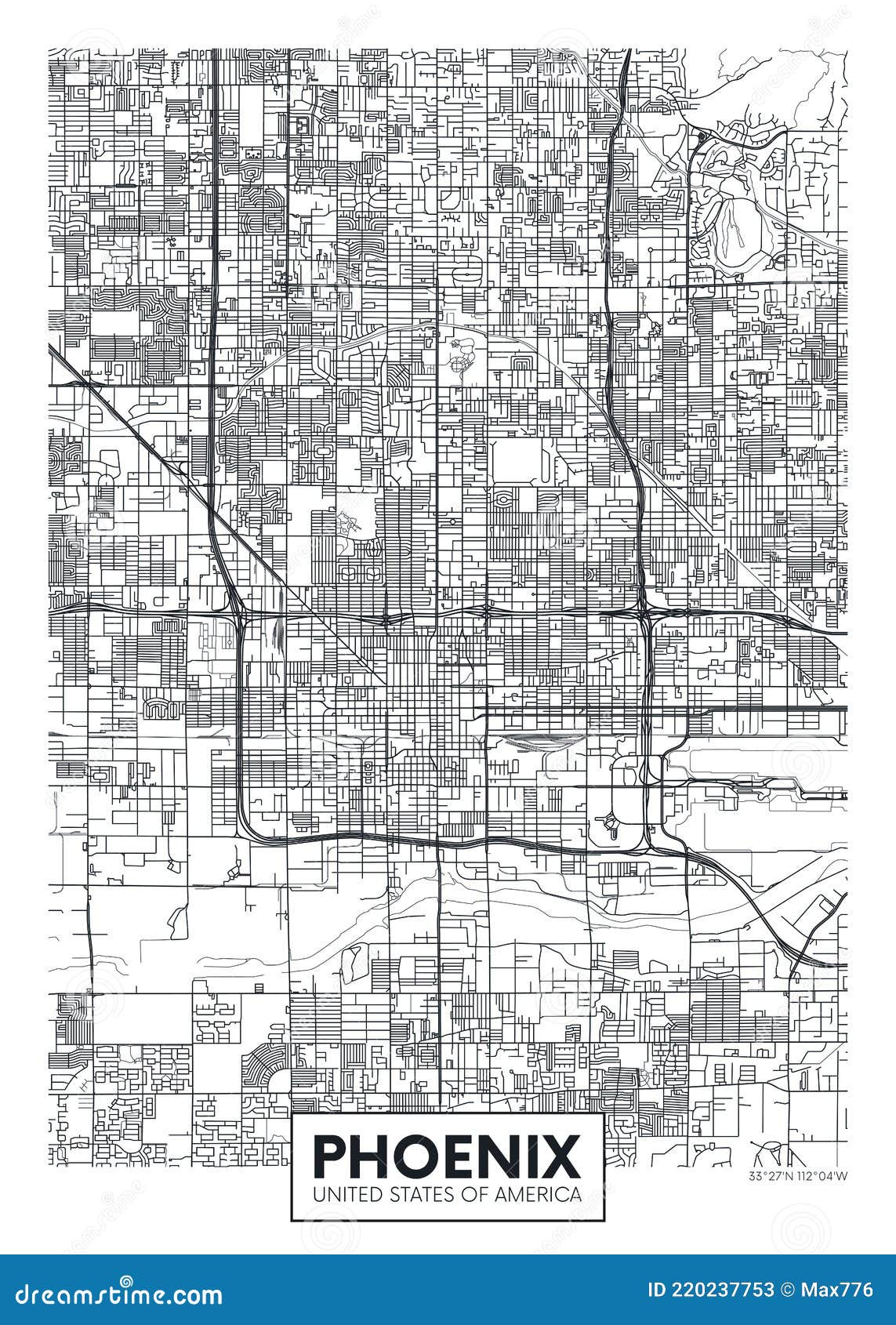 Phoenix Map With Street Centerline Vector Illustration | CartoonDealer ...