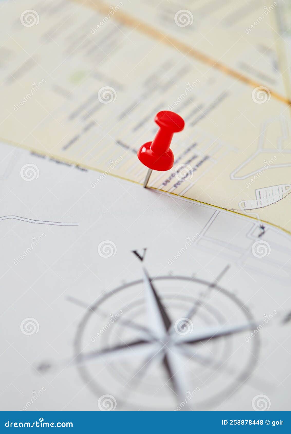 City map and red pin stock photo. Image of copy, focus - 258878448