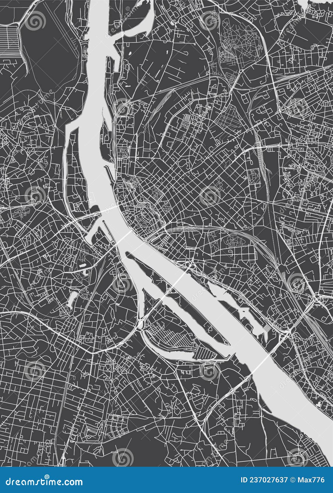 City Map Riga, Monochrome Detailed Plan, Vector Illustration Stock ...
