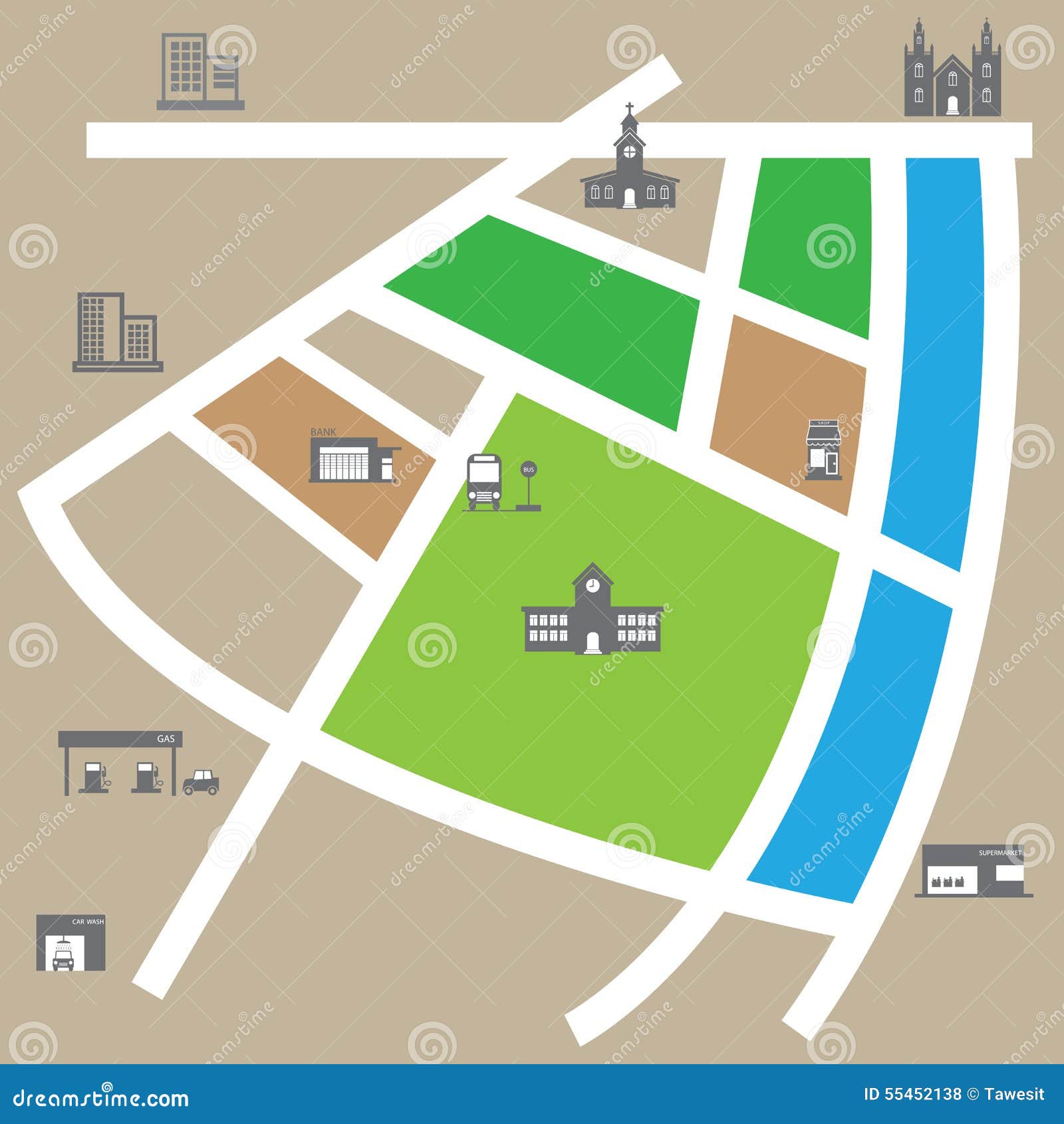 City map stock vector. Illustration of graphics, cartography - 55452138