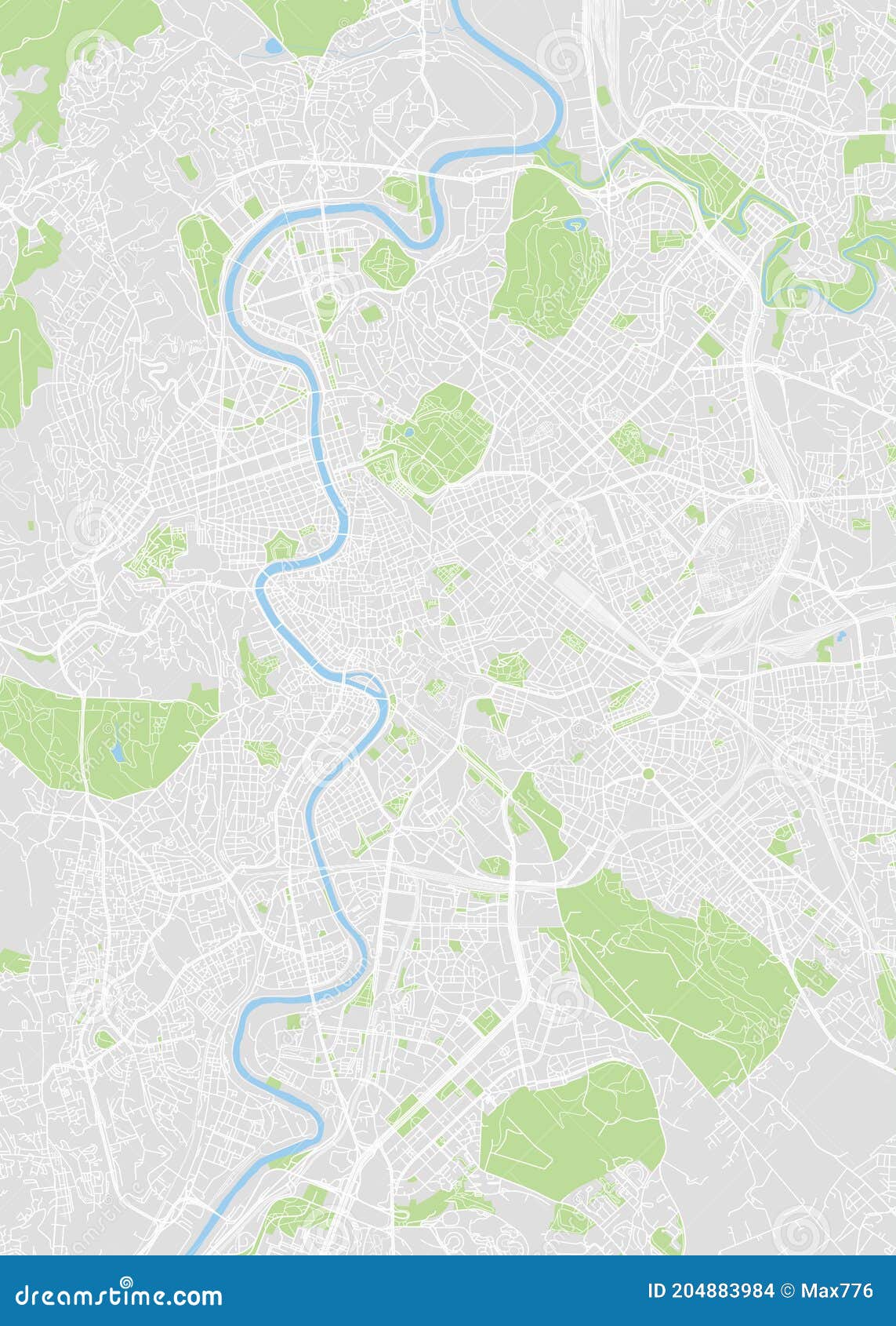 Detailed Map Of Rome City, Linear Print Map. Cityscape Panorama Cartoon ...