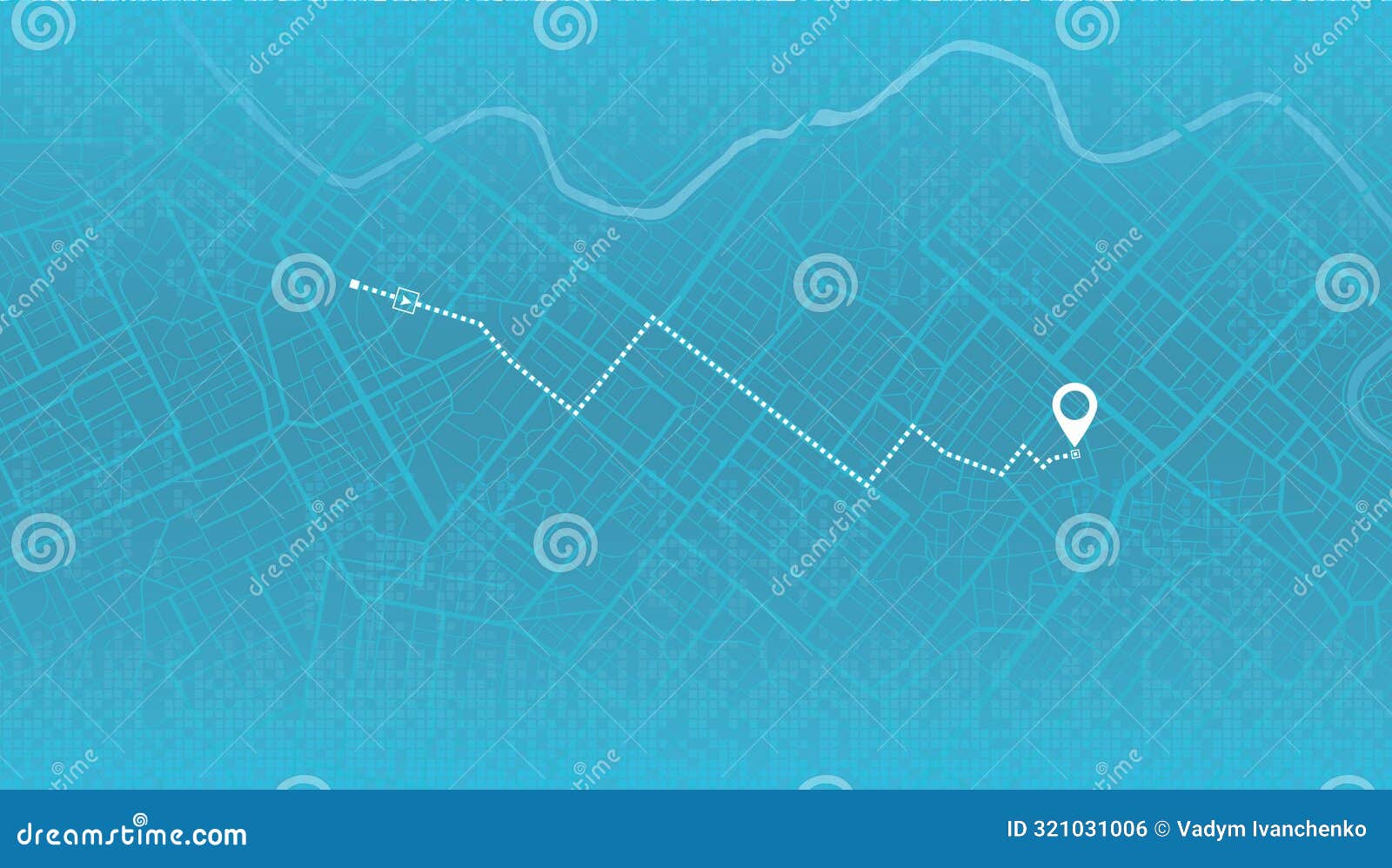 City Map with Route Marked by White Line. Perspective View on Gps ...