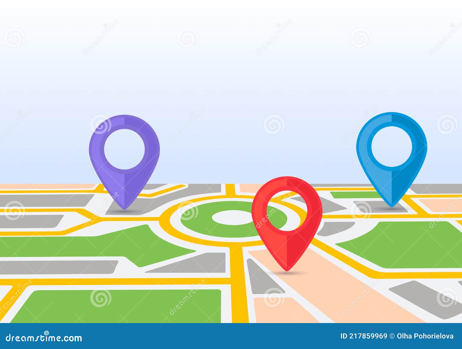 City Map with a Scheme of Movement. GPS Checks the Location of the ...