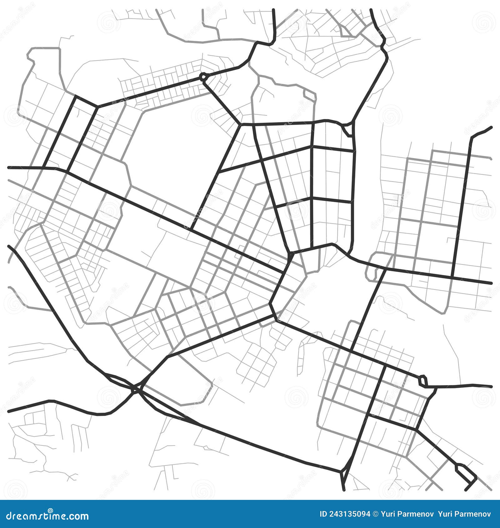 City Map. Scheme of Town Streets. Gps Line Navigation Plan. Vector ...