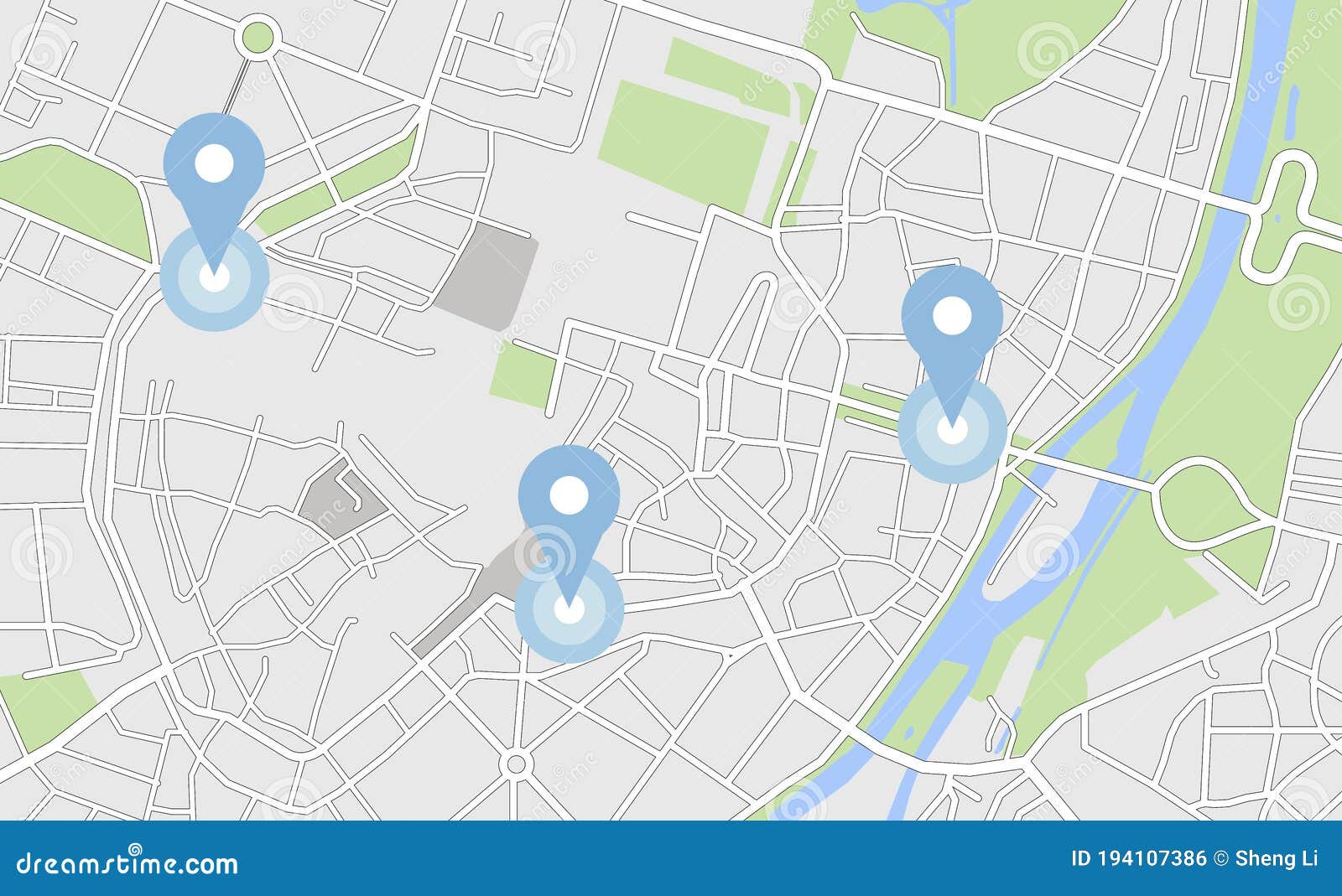 City Map with Some Location Tags Stock Vector - Illustration of ...