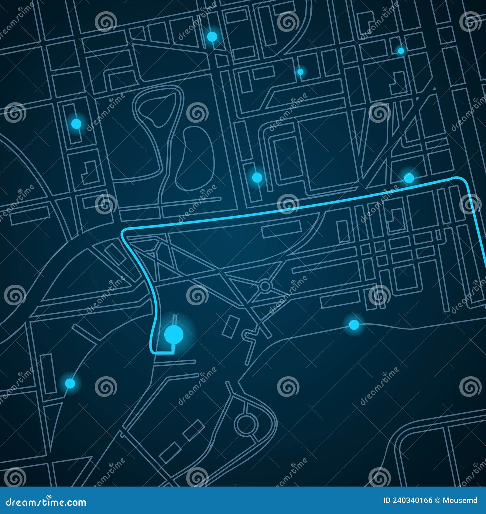 City Map with Street Roads and Location Navigation Interface. Vector ...