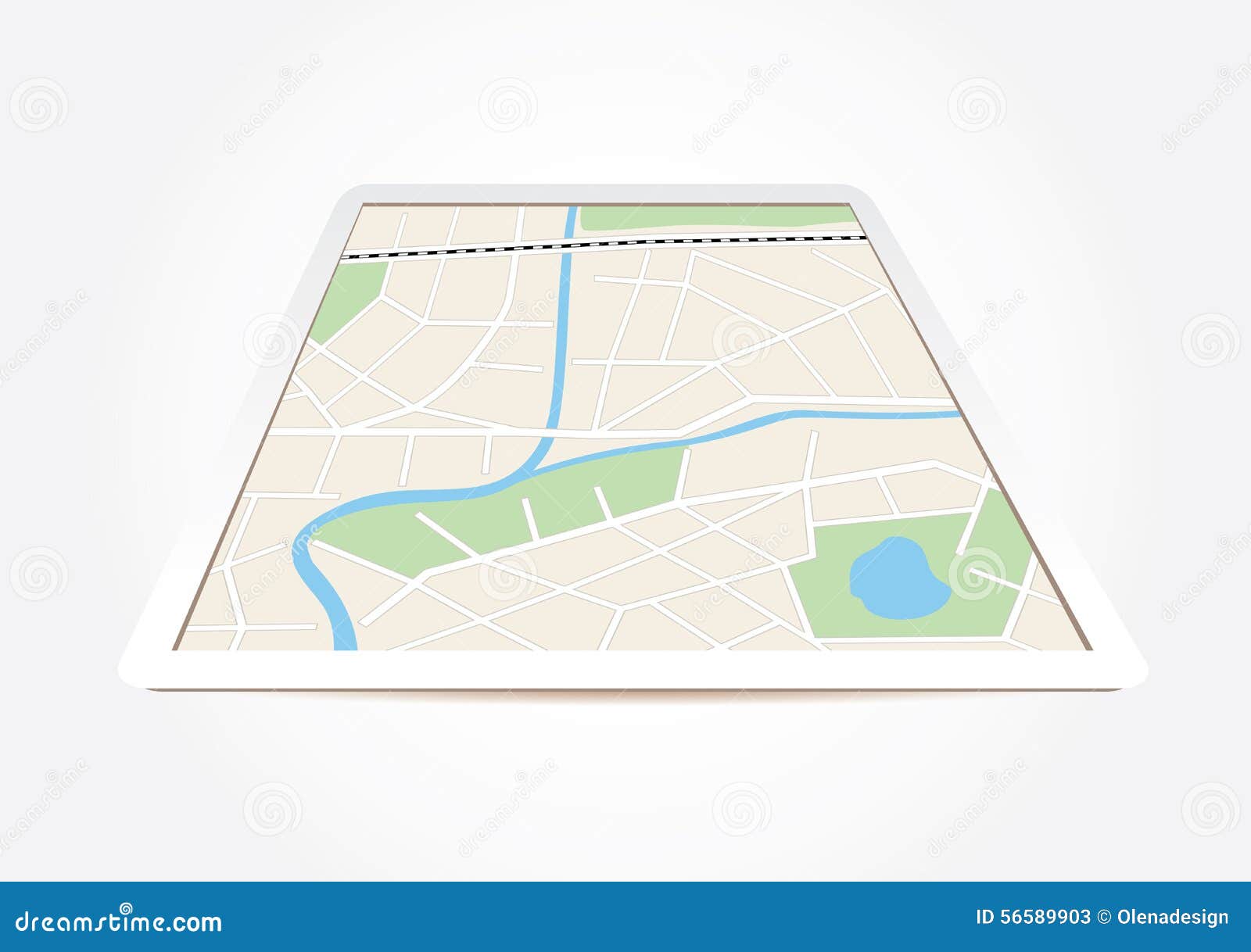 City Vector Map on Tablet Screen Stock Vector - Illustration of design ...