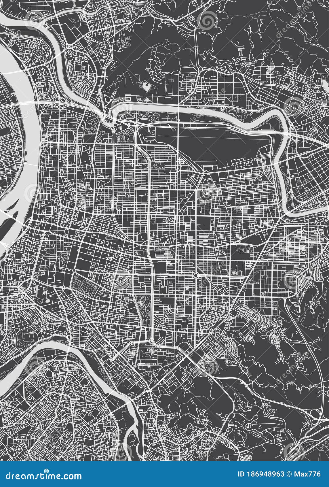 Taipei Map. Detailed Map Of Taipei City Poster With Streets. Cityscape ...