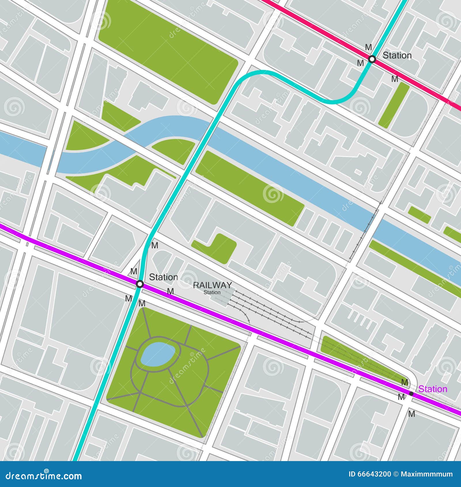 City Map with Transportation Scheme Stock Vector - Illustration of line ...