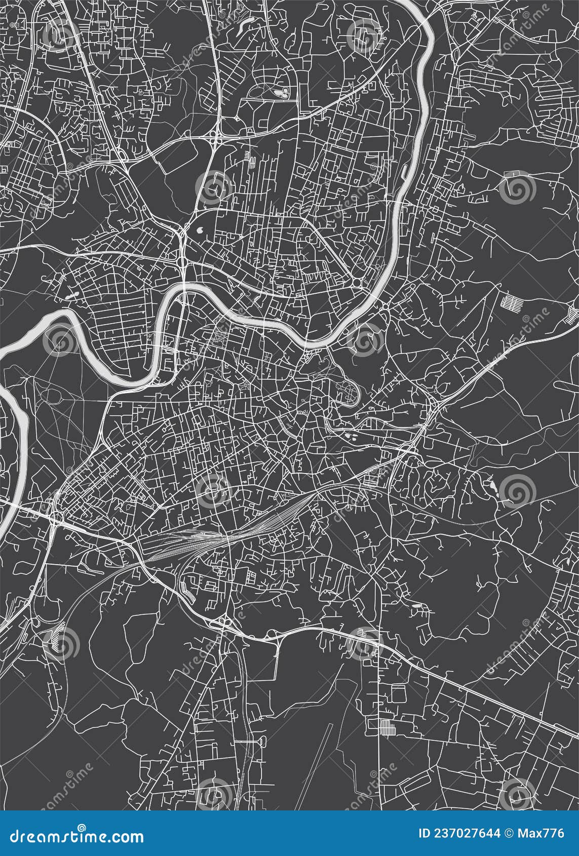 City Map Vilnius, Monochrome Detailed Plan, Vector Illustration Stock ...
