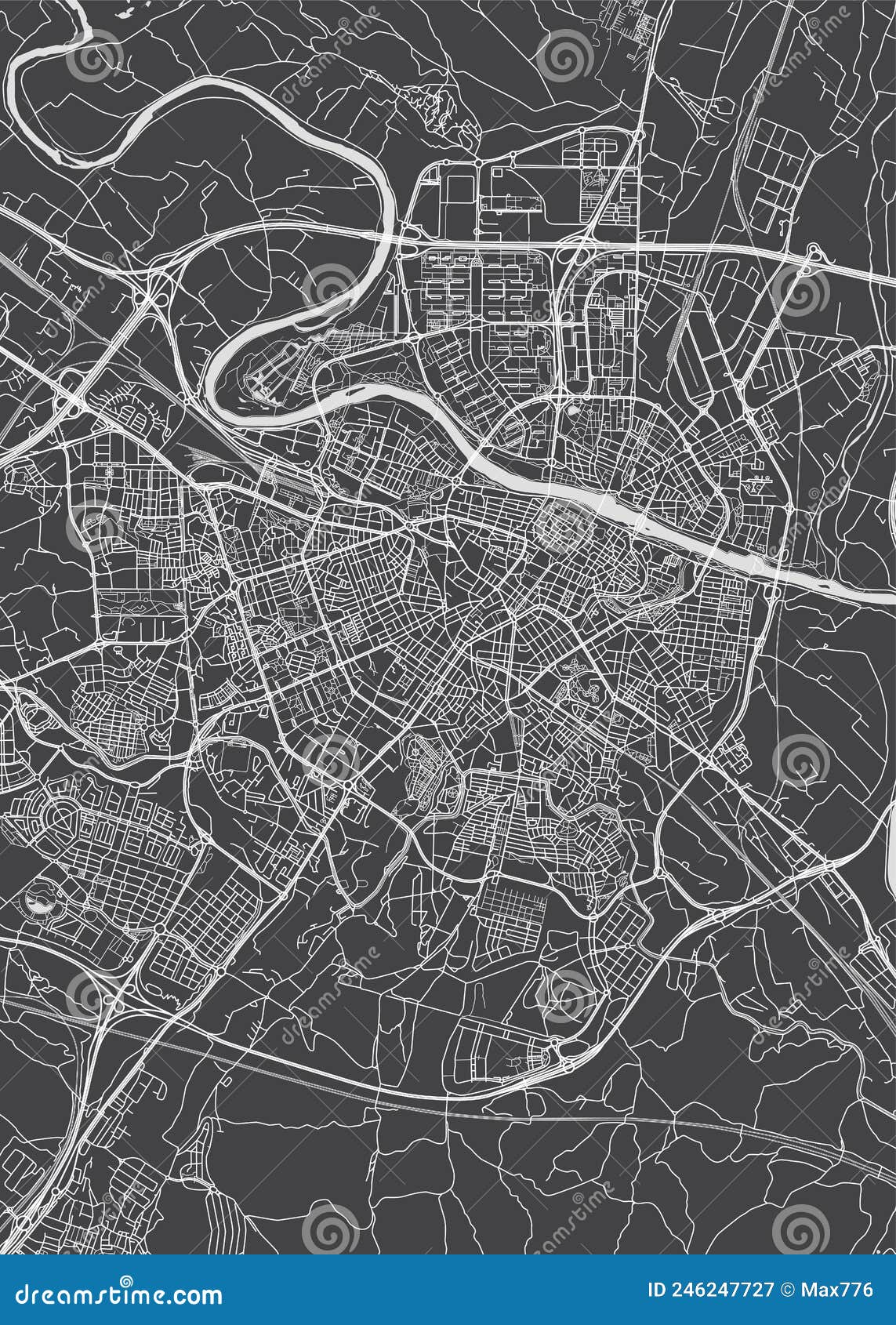 Zaragoza Map Vector Silhouette Illustration Isolated On White ...