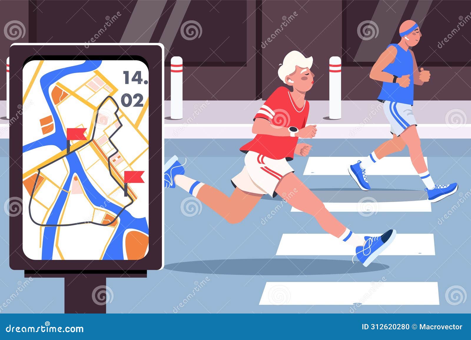 City Marathon Cartoon Illustration Stock Illustration - Illustration of ...
