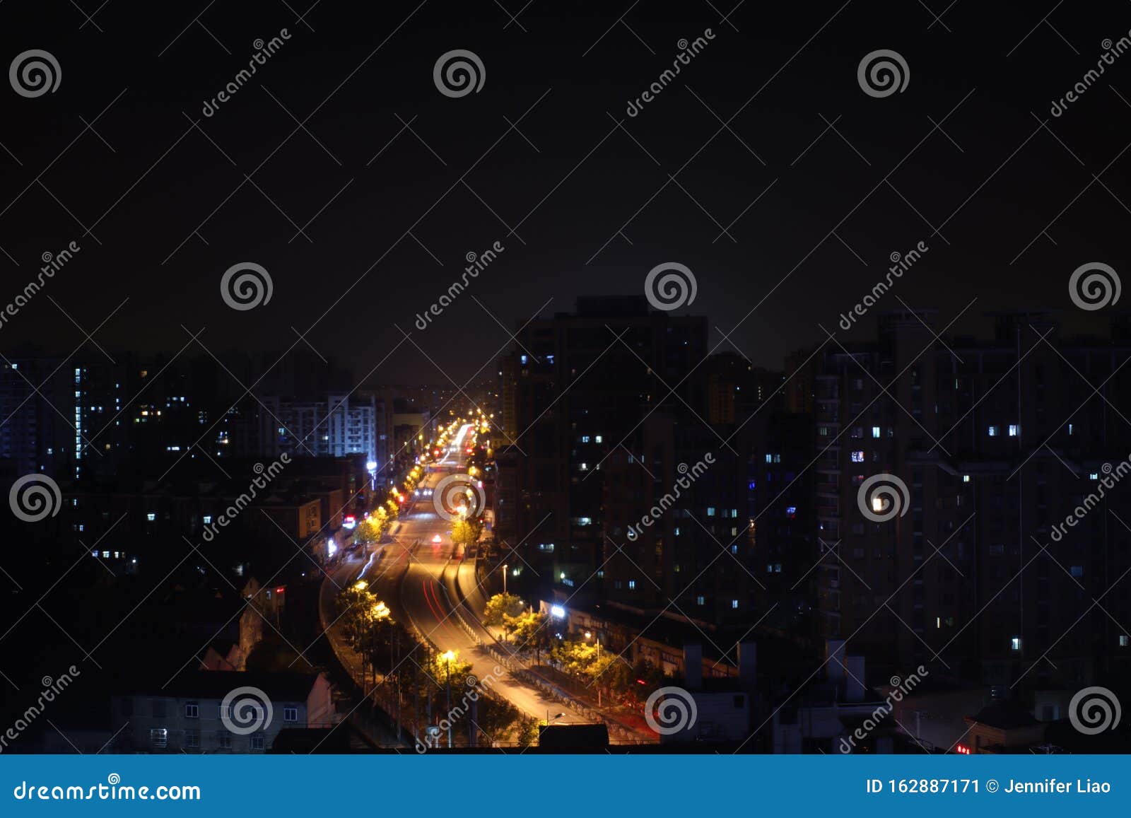 City in midnight stock image. Image of carlight, city - 162887171