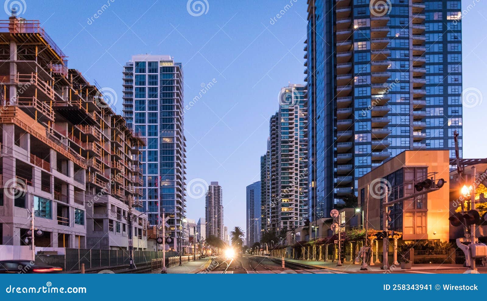 City with Modern Buildings at Dusk Stock Image - Image of downtown ...