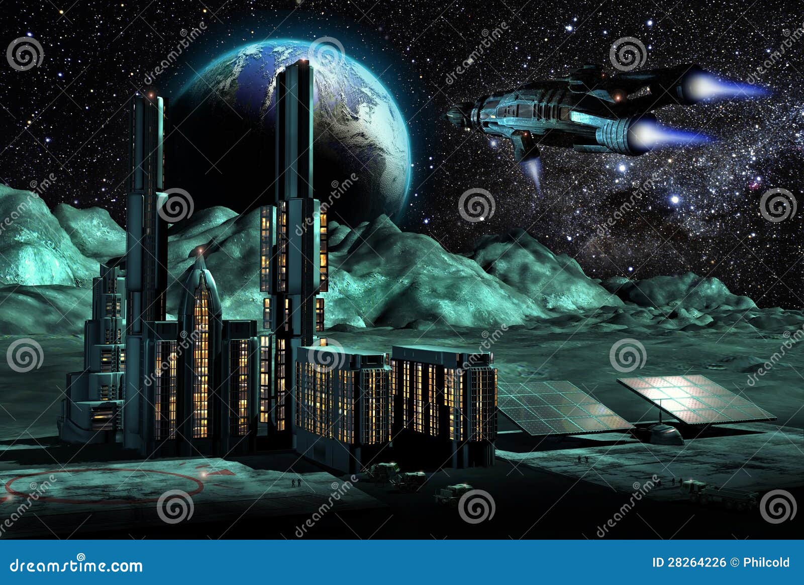 City on Moon stock illustration. Illustration of modern - 28264226