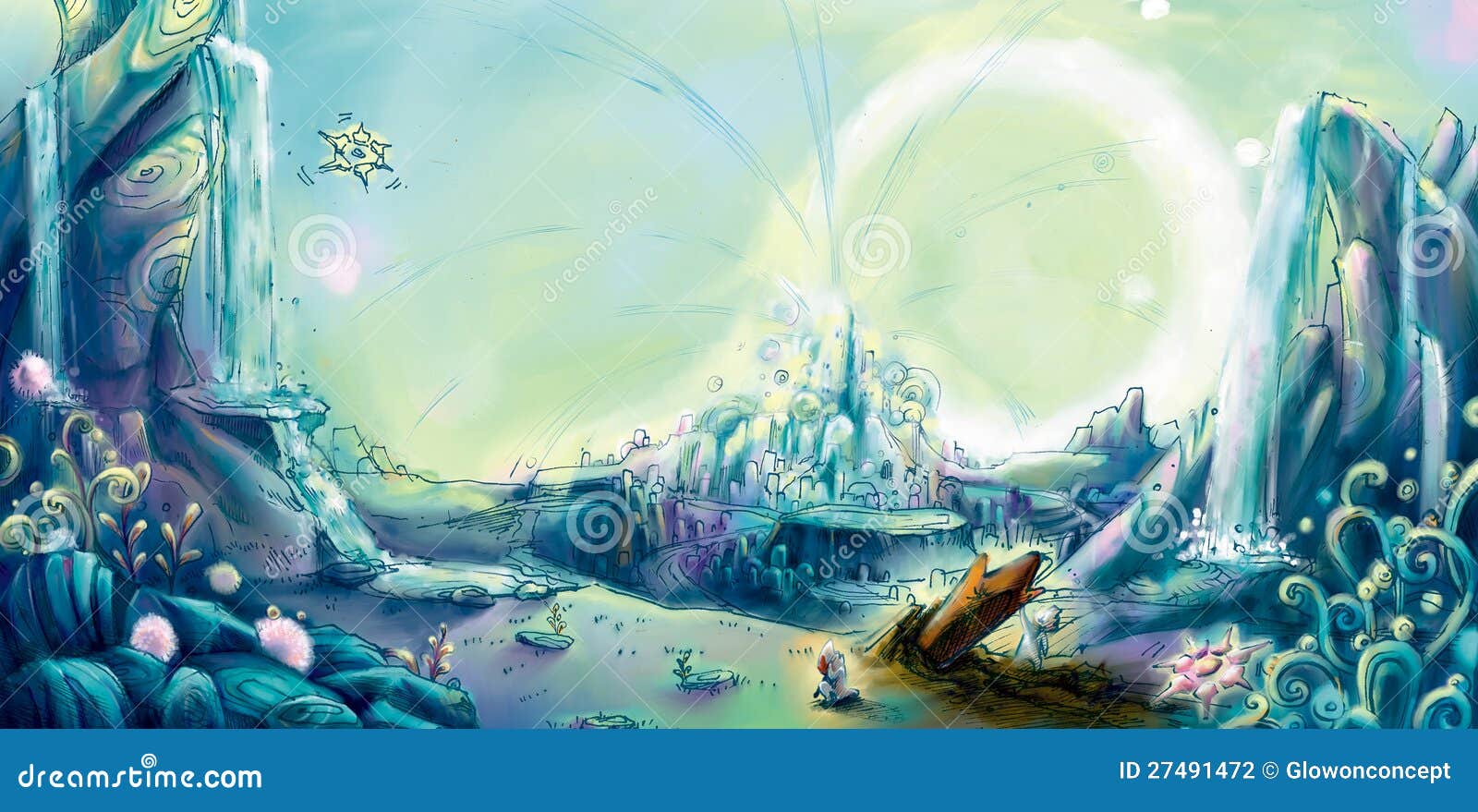 City of Moon Lunar Concept Illustration Stock Illustration ...