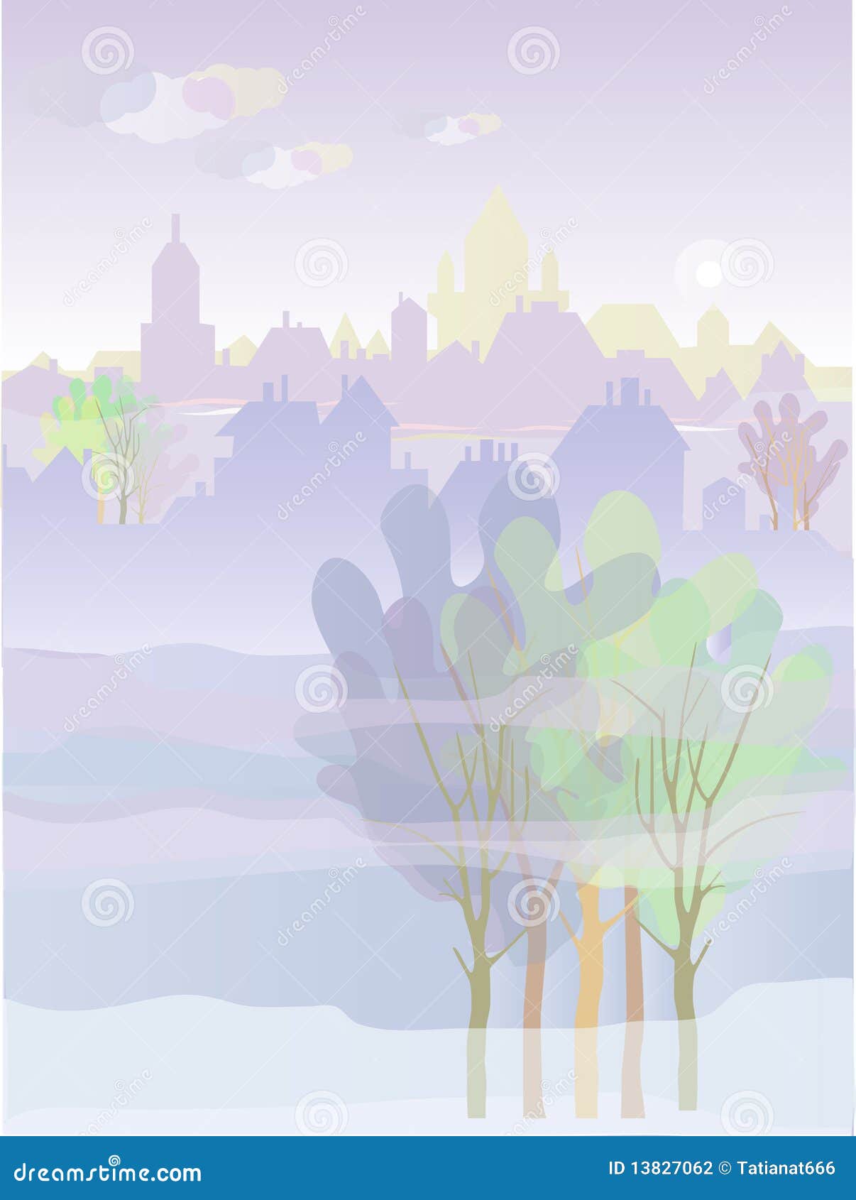 City_morning stock vector. Illustration of landscape - 13827062